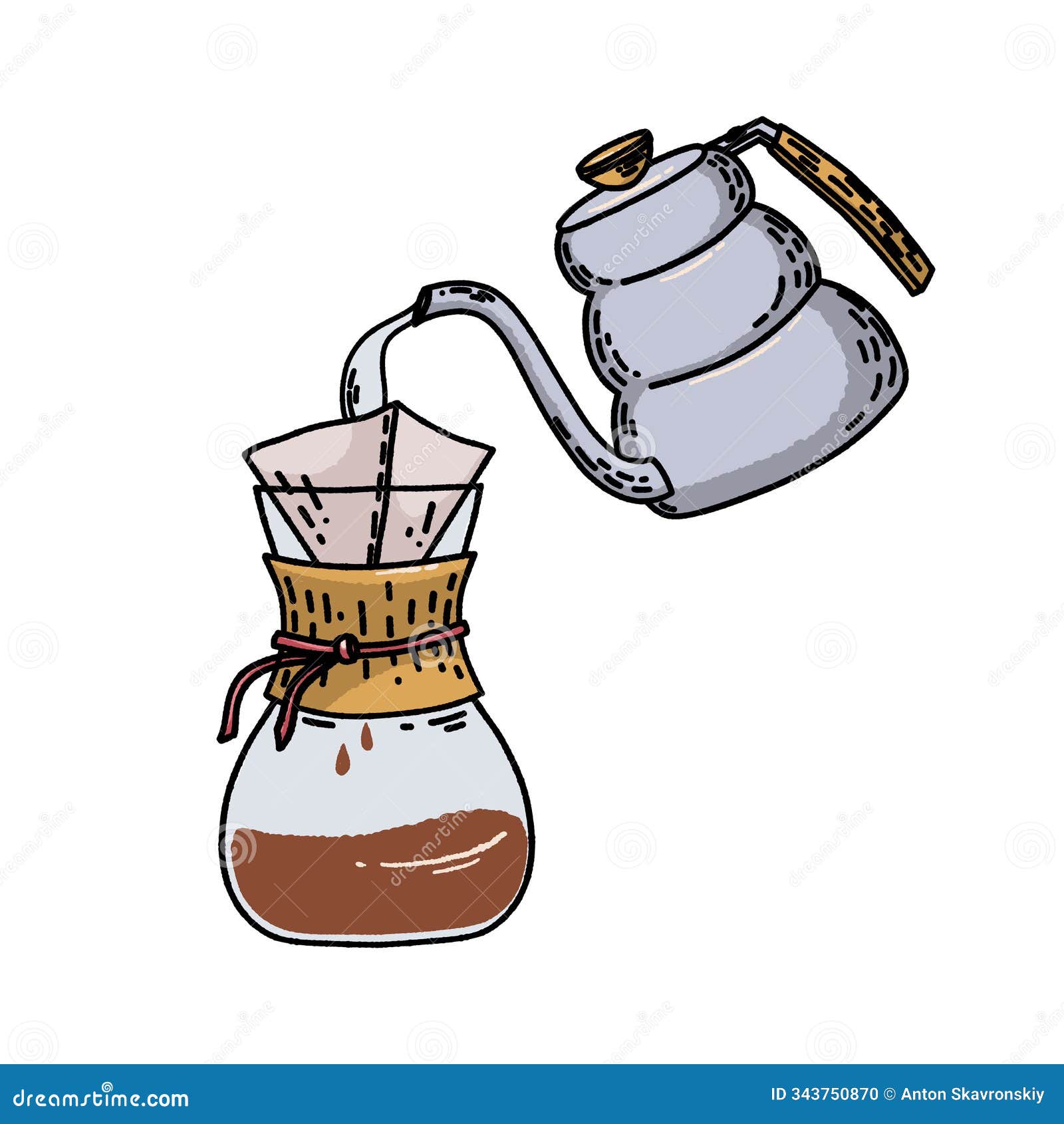 Vector Chemex and Kettle for Brewing Stock Vector - Illustration of ...
