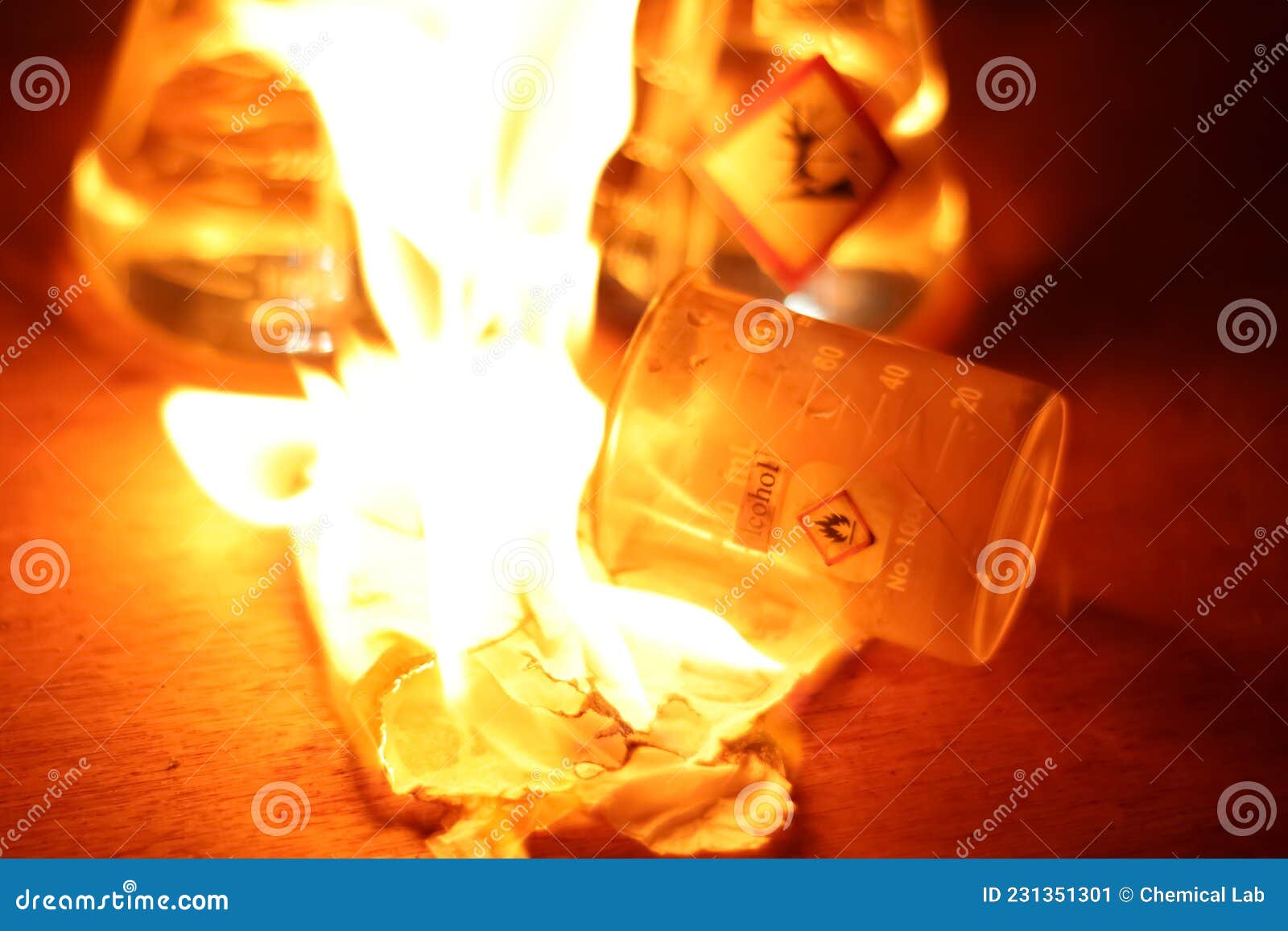 Chemical Alcohol Fire in the Lab Stock Image - Image of health ...
