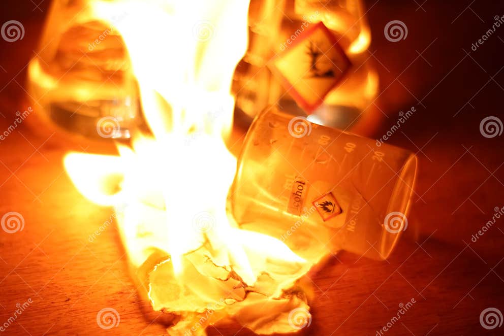 Chemical Alcohol Fire in the Lab Stock Image - Image of health ...