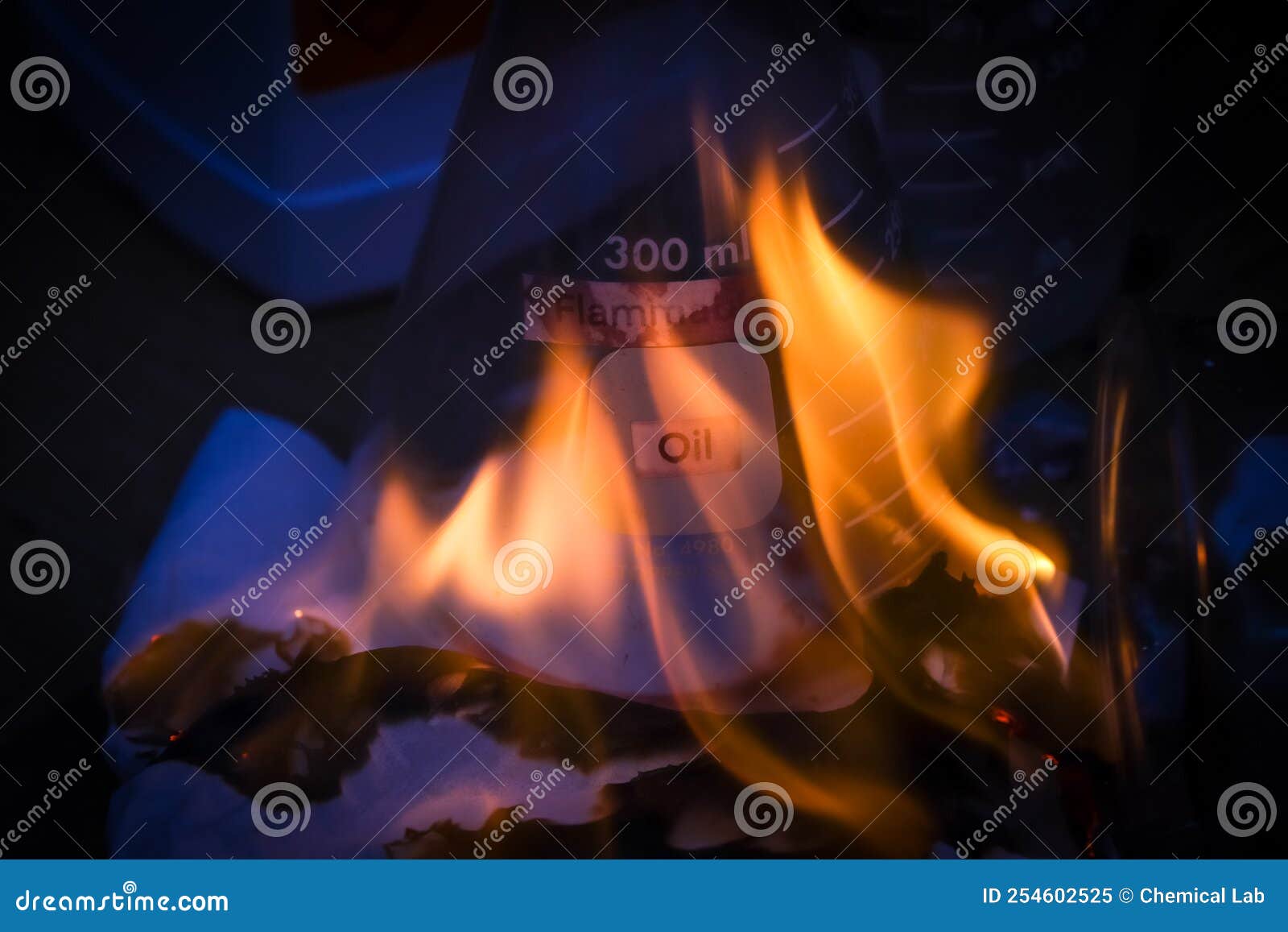 Chemical Alcohol Fire in the Lab at Night Stock Image - Image of ...