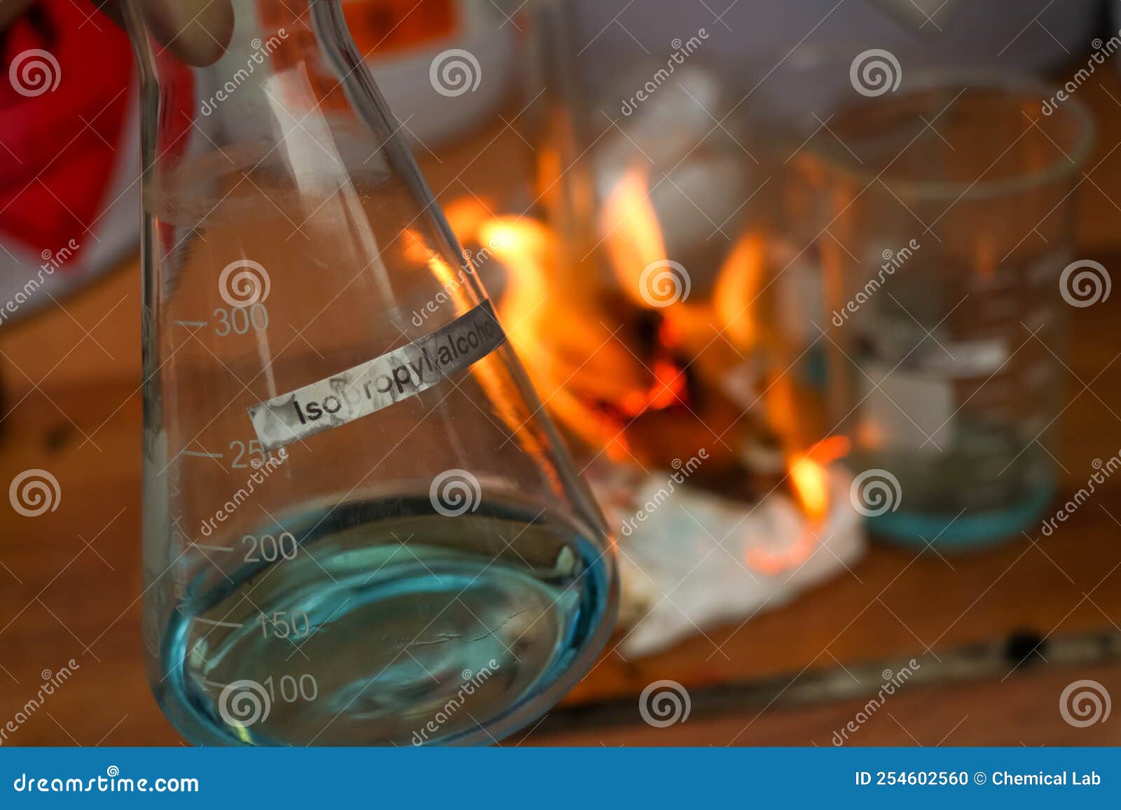Chemical Alcohol Fire in the Lab at Night Stock Photo - Image of ...