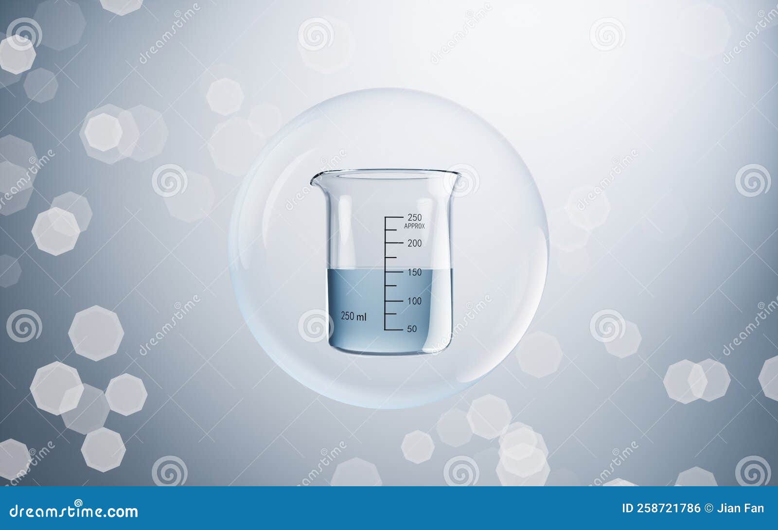 Chemical Beaker with Blue Background, 3d Rendering Stock Illustration ...