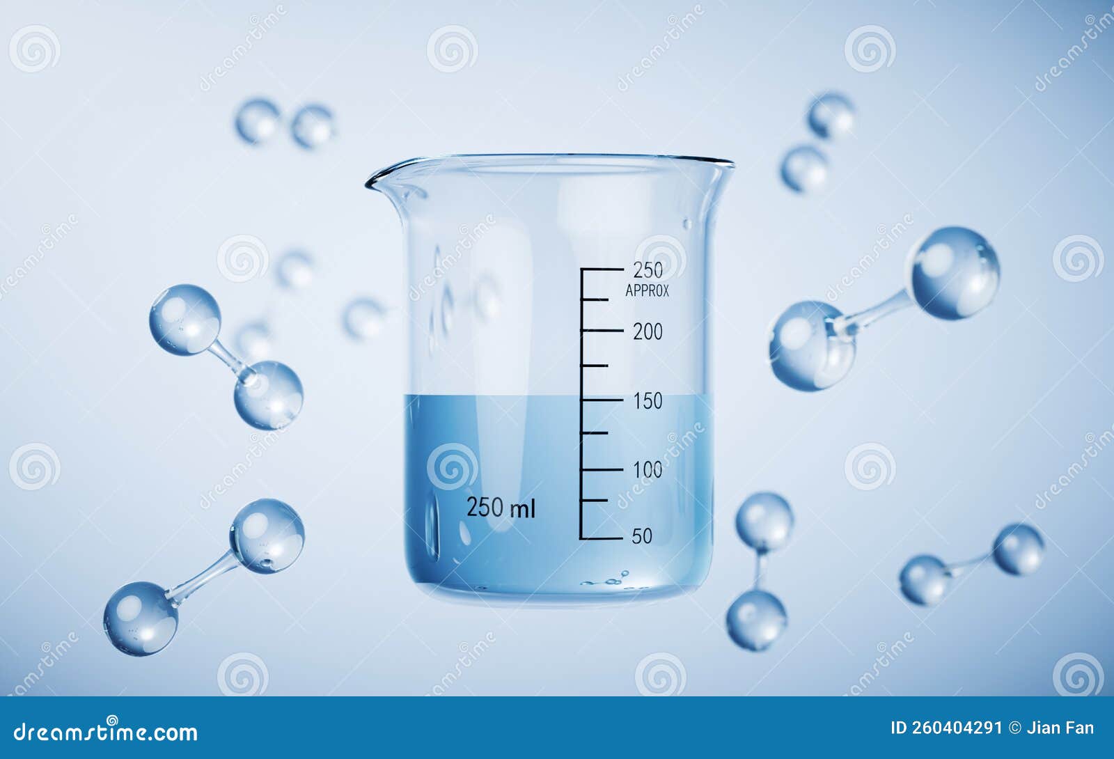 Chemical Beaker with Blue Background, 3d Rendering Stock Illustration ...