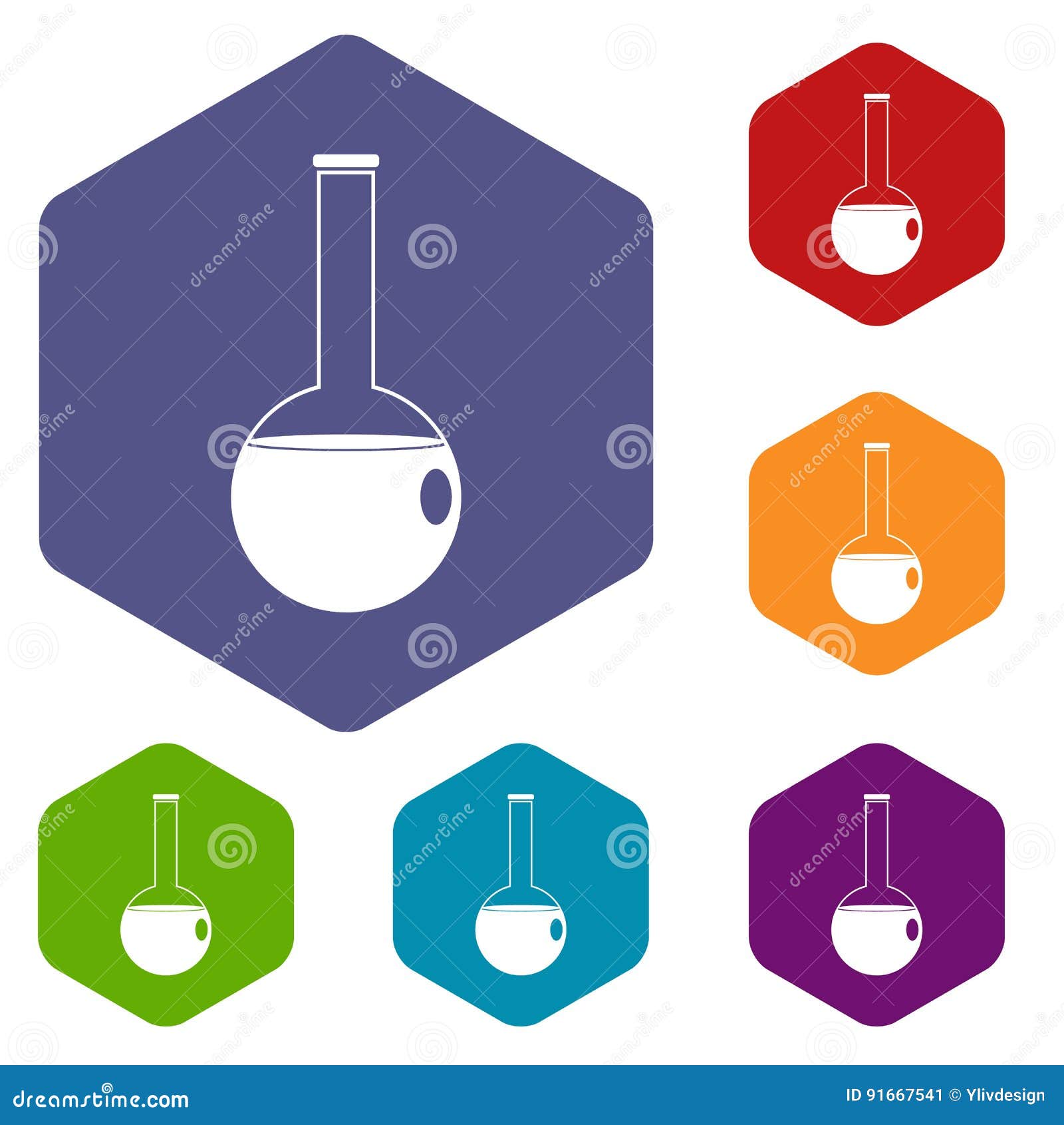 Chemical Beaker Icons Set Hexagon Stock Vector - Illustration of ...