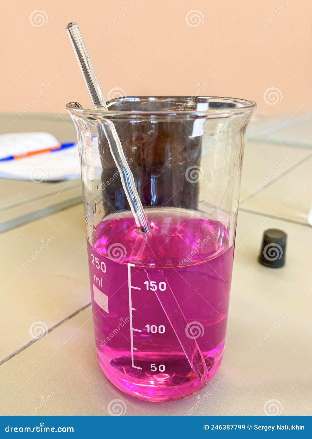 Chemical Beaker with a Solution of Potassium Permanganate. Mobile Photo ...