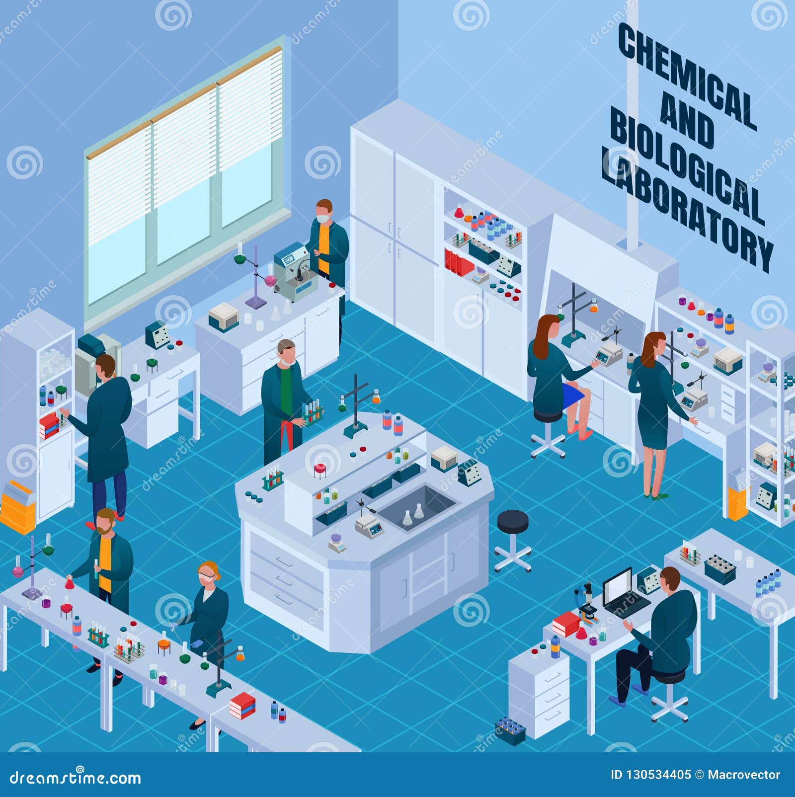 Chemical And Biological Laboratory With Test Tubes, Flasks And ...