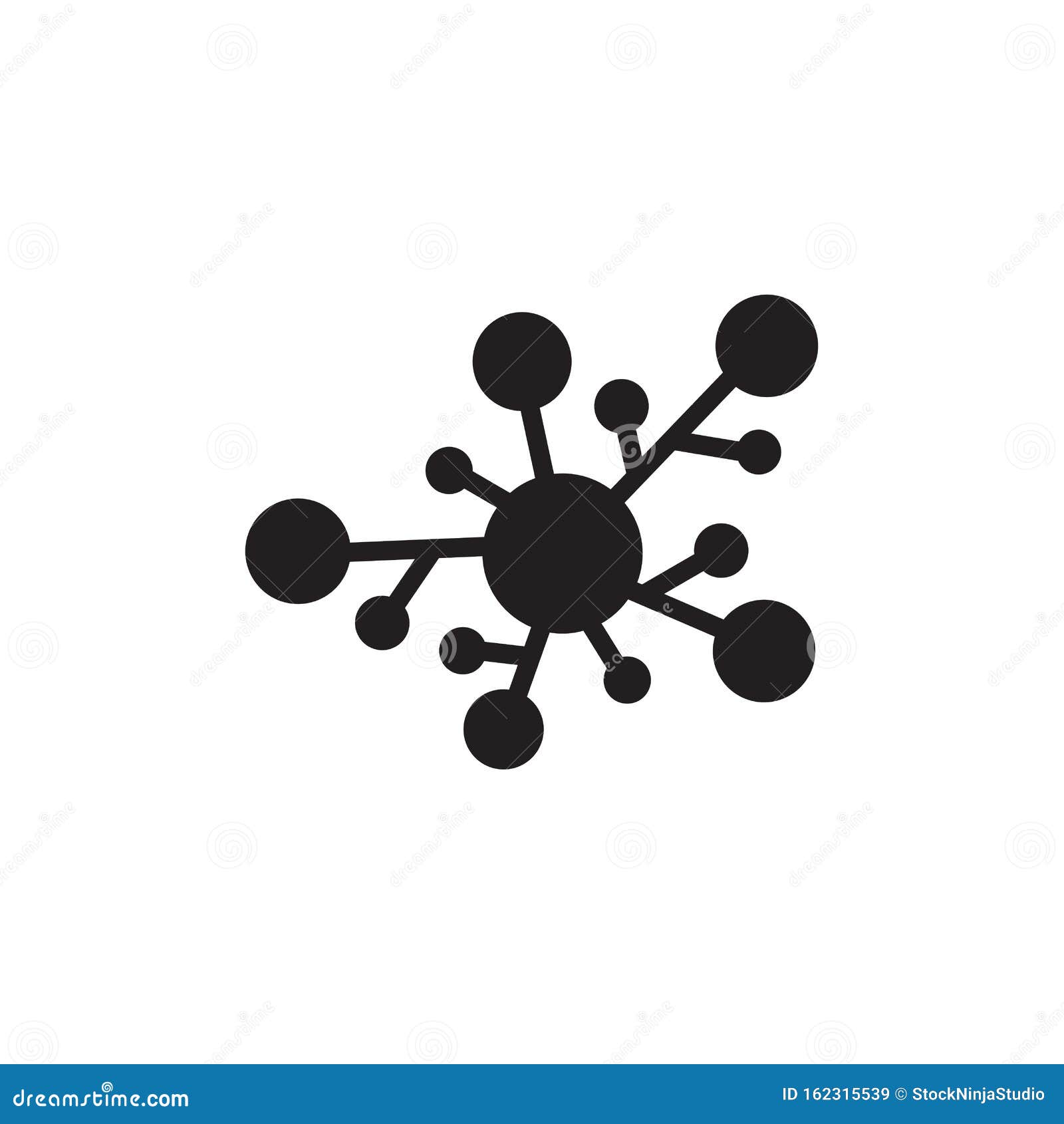 Chemical Bond Icon in Flat Style Vector. Black Molecule Icon Vector ...