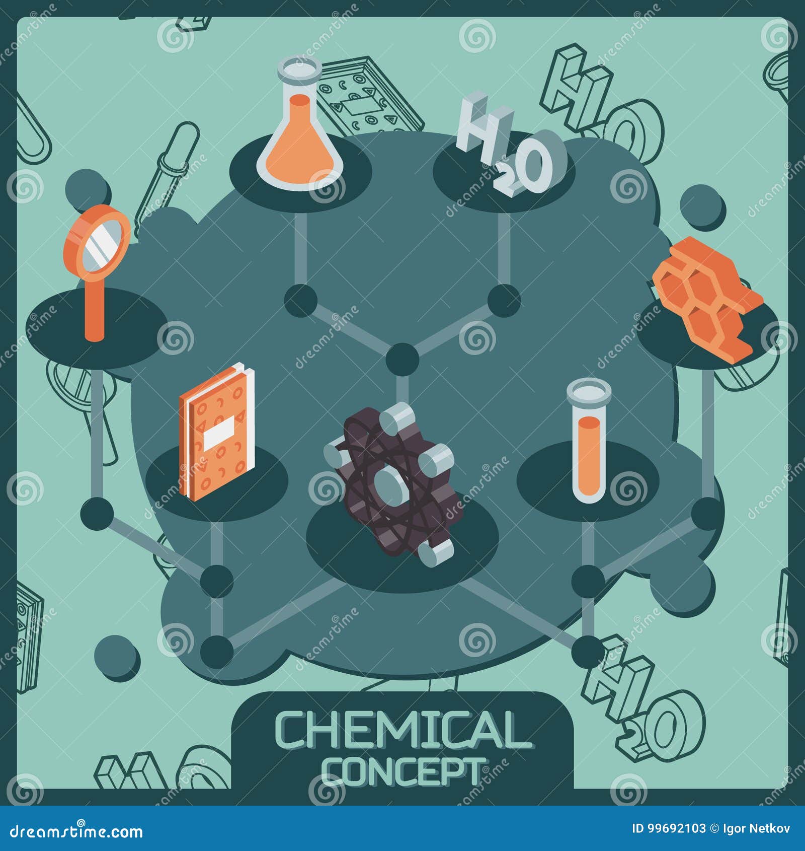 Chemical Color Isometric Concept Icons Stock Vector Illustration Of
