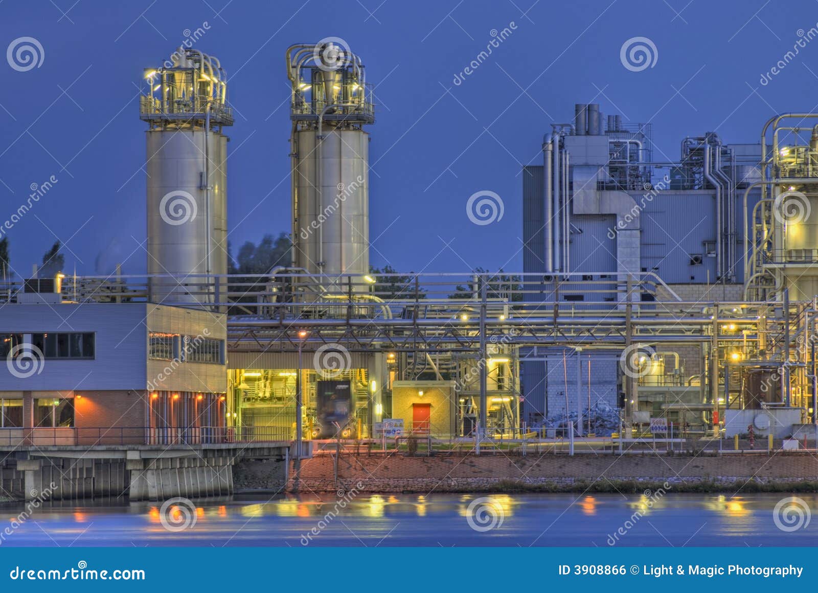 Chemical Complex on River Bank Stock Photo - Image of liquid, equipment ...