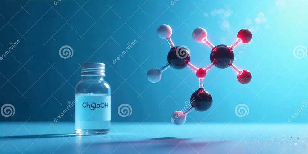 Chemical Compound with Molecular Structure and Liquid in Vial Displayed ...