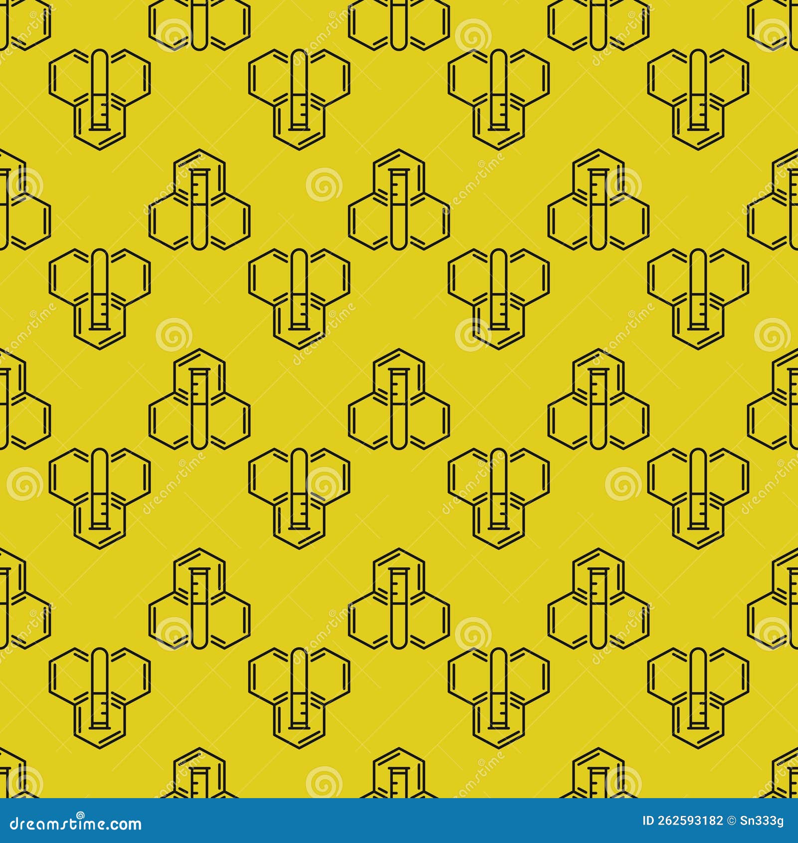 Chemical Compound with Test Tube Vector Science Yellow Seamless Pattern ...