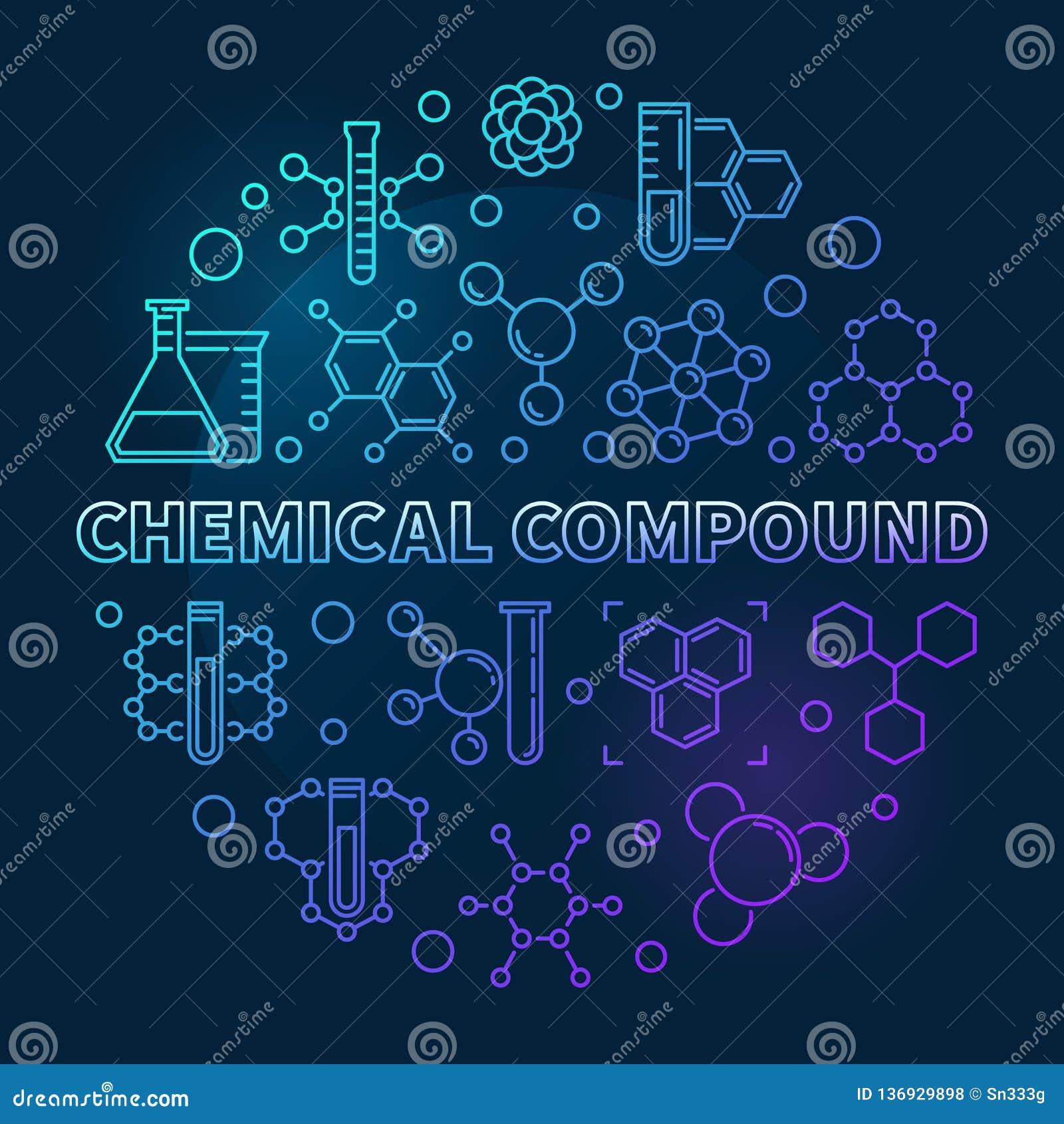 Chemical Compound Vector Blue Round Outline Illustration Stock Vector ...