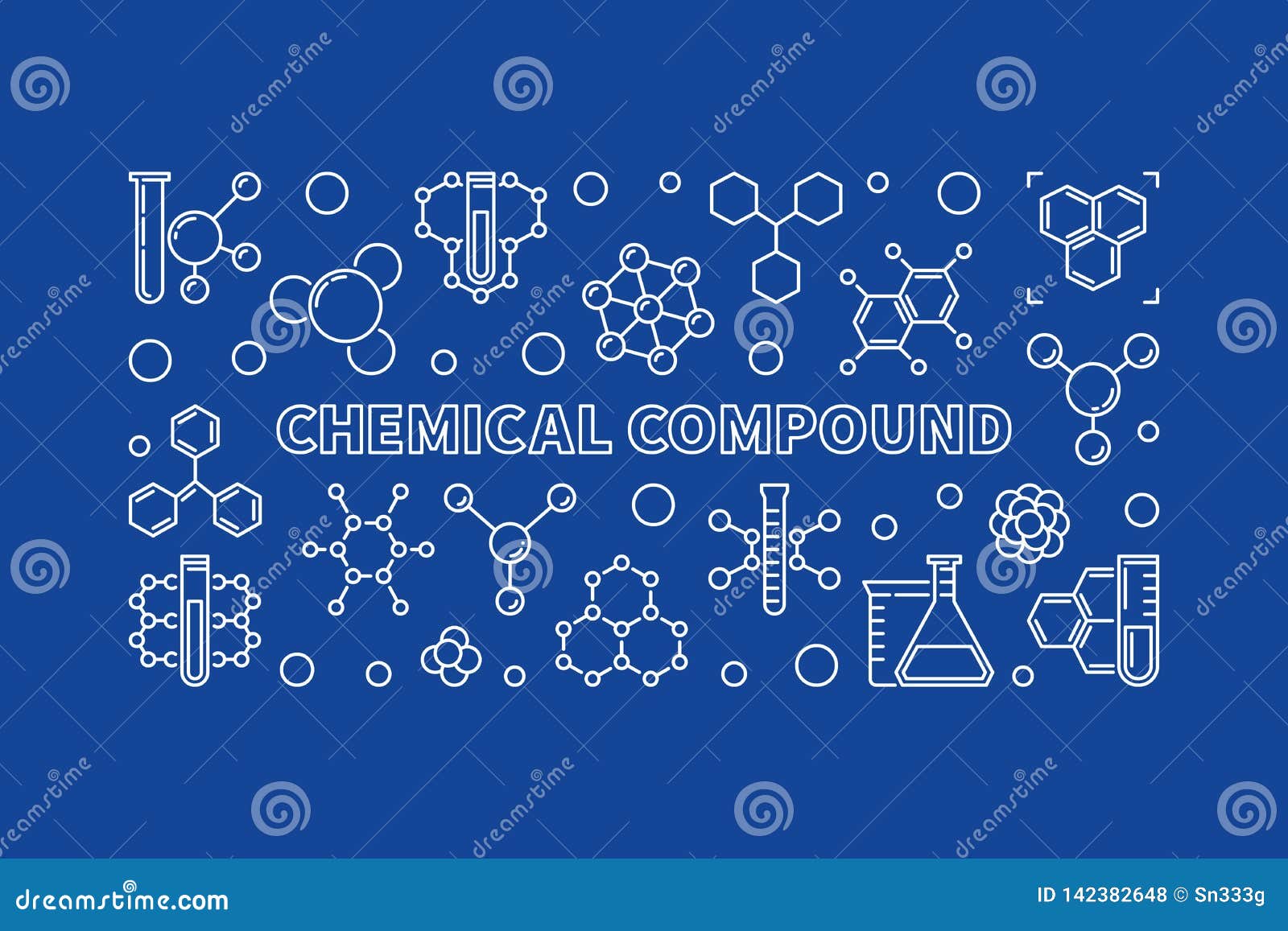 Chemical Compound Vector Horizontal Outline Illustration Stock Vector ...