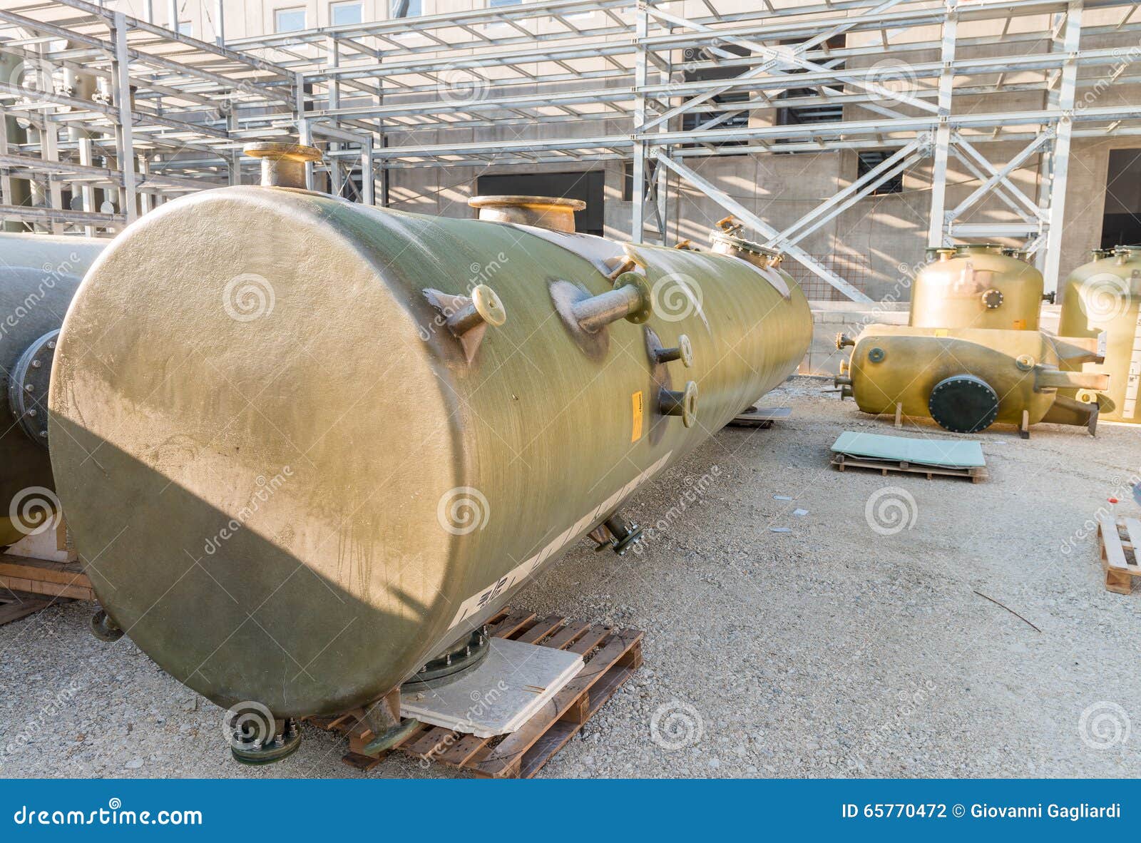 Chemical Containers on Construction Site Stock Photo - Image of storage ...