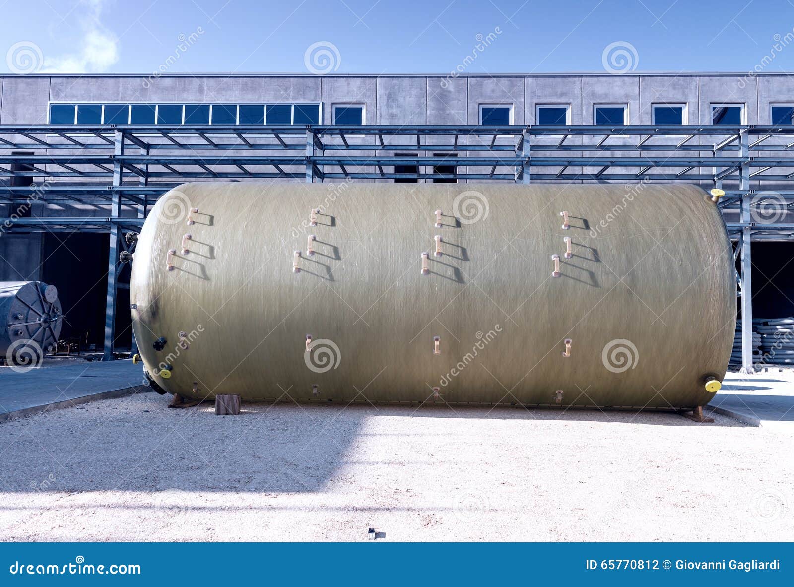 Chemical Containers on Construction Site Stock Photo - Image of blue ...