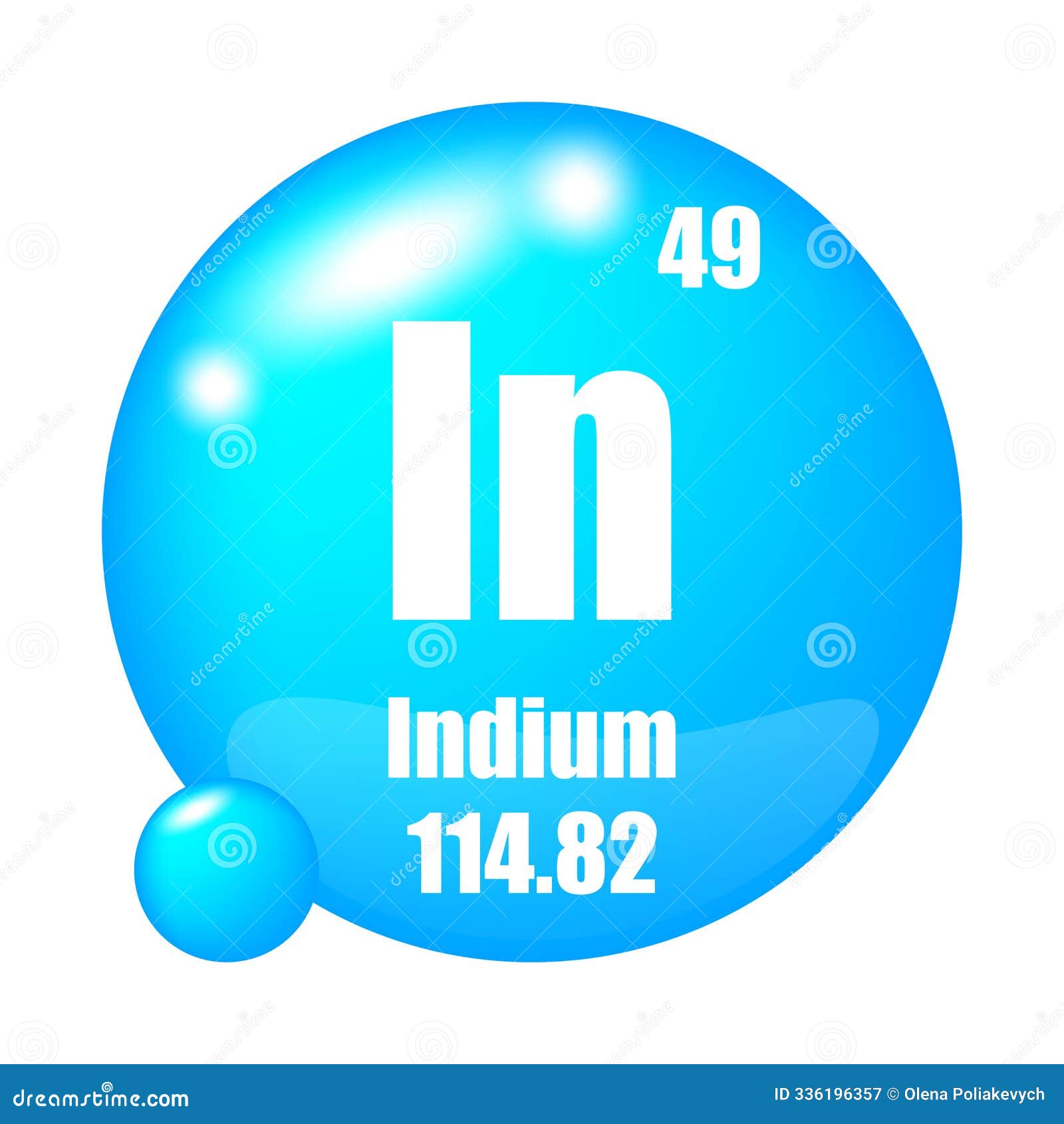 In Chemical Element. Atomic Number 49. Mass 114.82. Blue Sphere Image ...