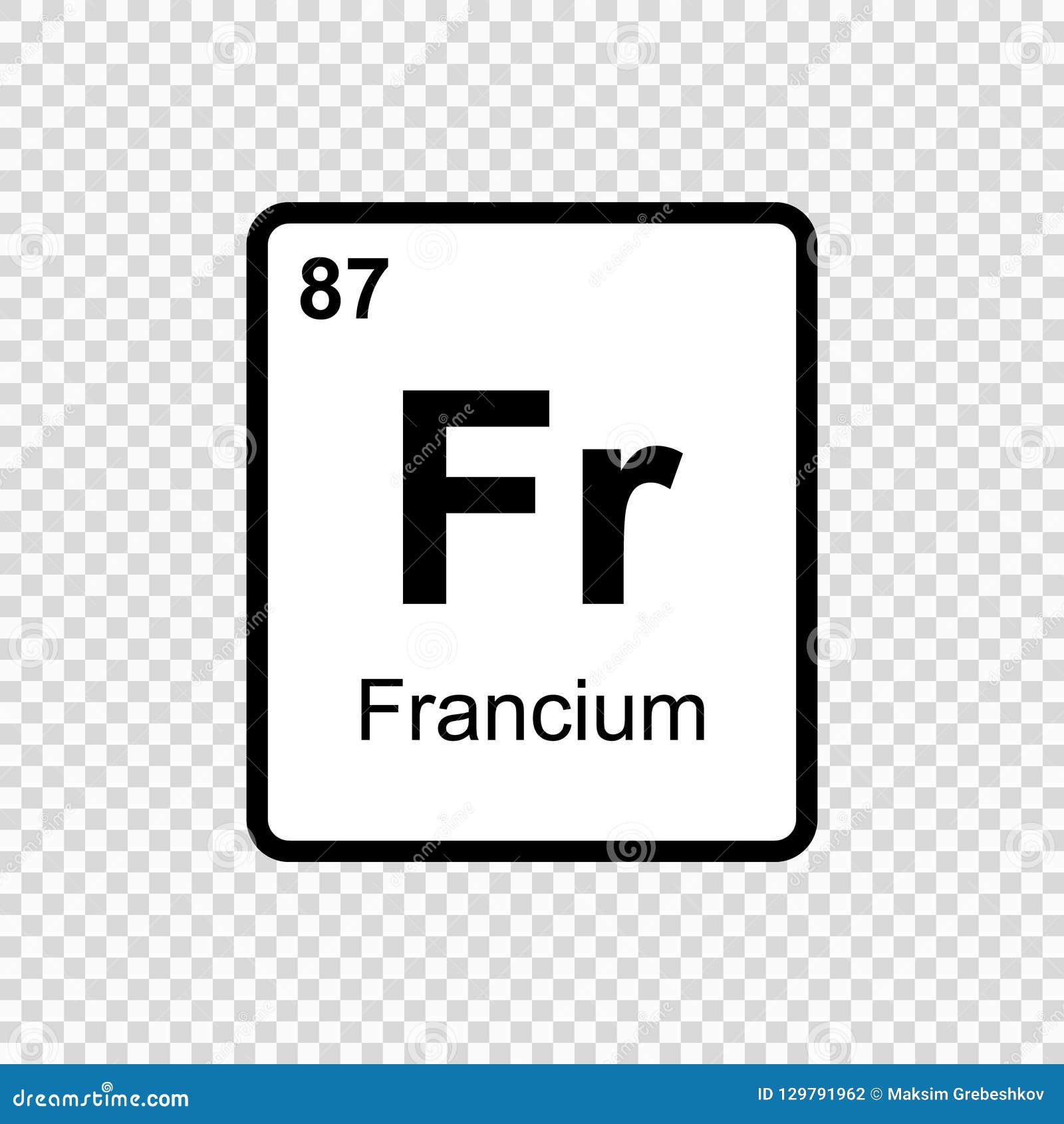 Chemical element Francium stock illustration. Illustration of name ...