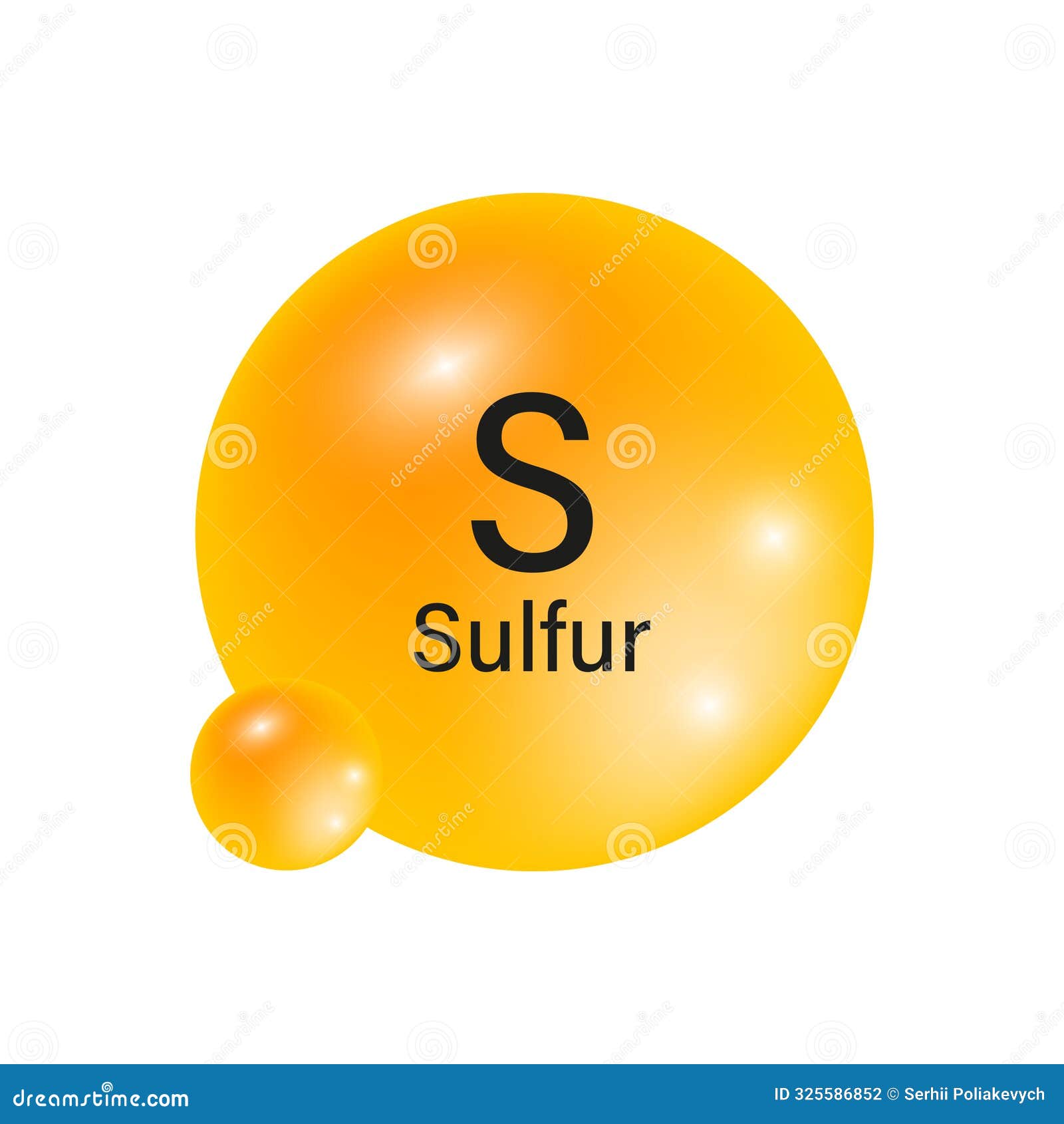 Chemical Element Symbol. Sulfur Atom Icon. Yellow and Orange Gradient ...