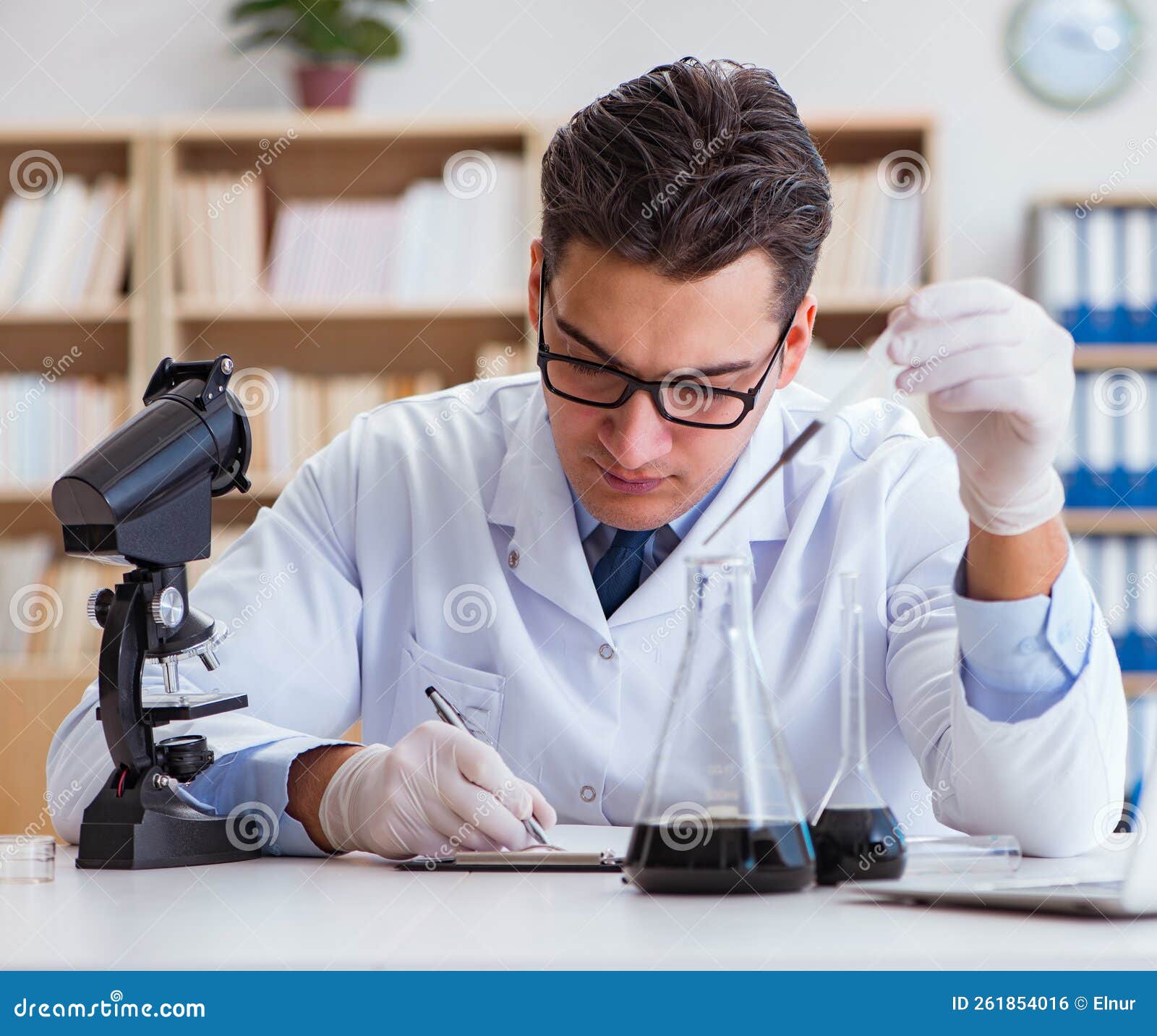 Chemical Engineer Working on Oil Samples in Lab Stock Photo - Image of ...