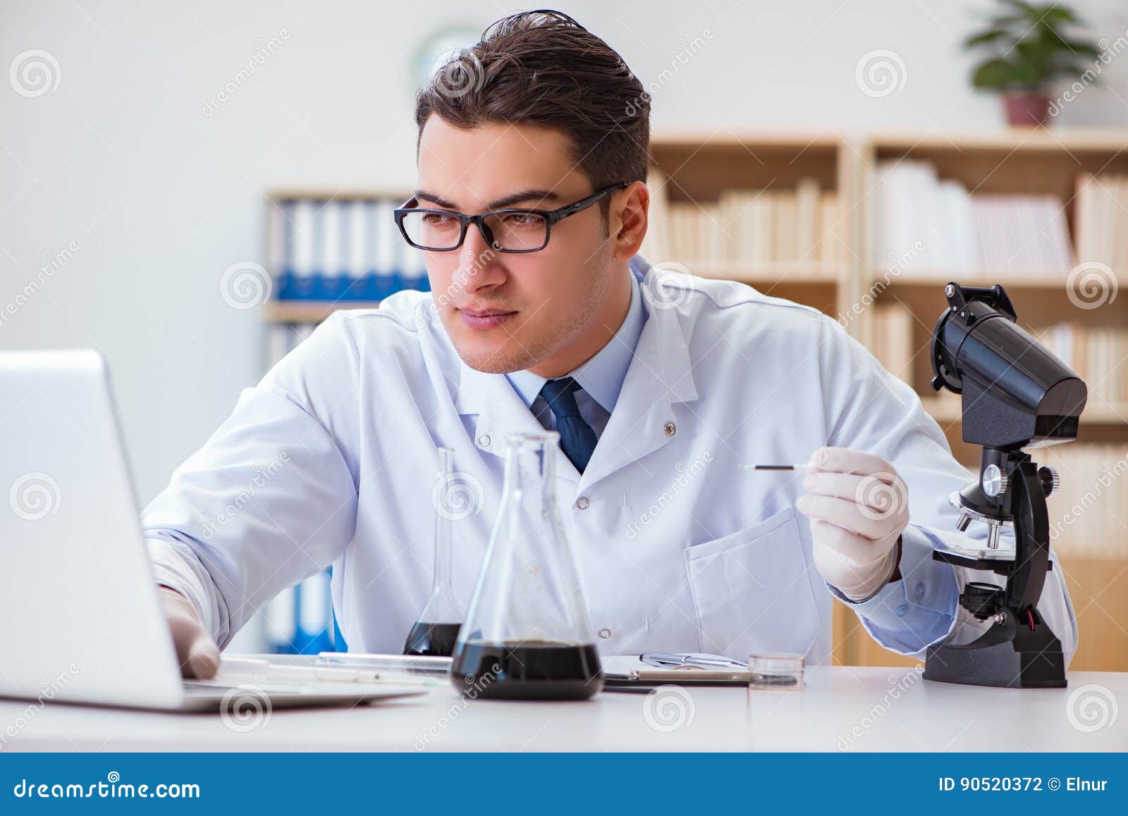 The Chemical Engineer Working on Oil Samples in Lab Stock Photo - Image ...