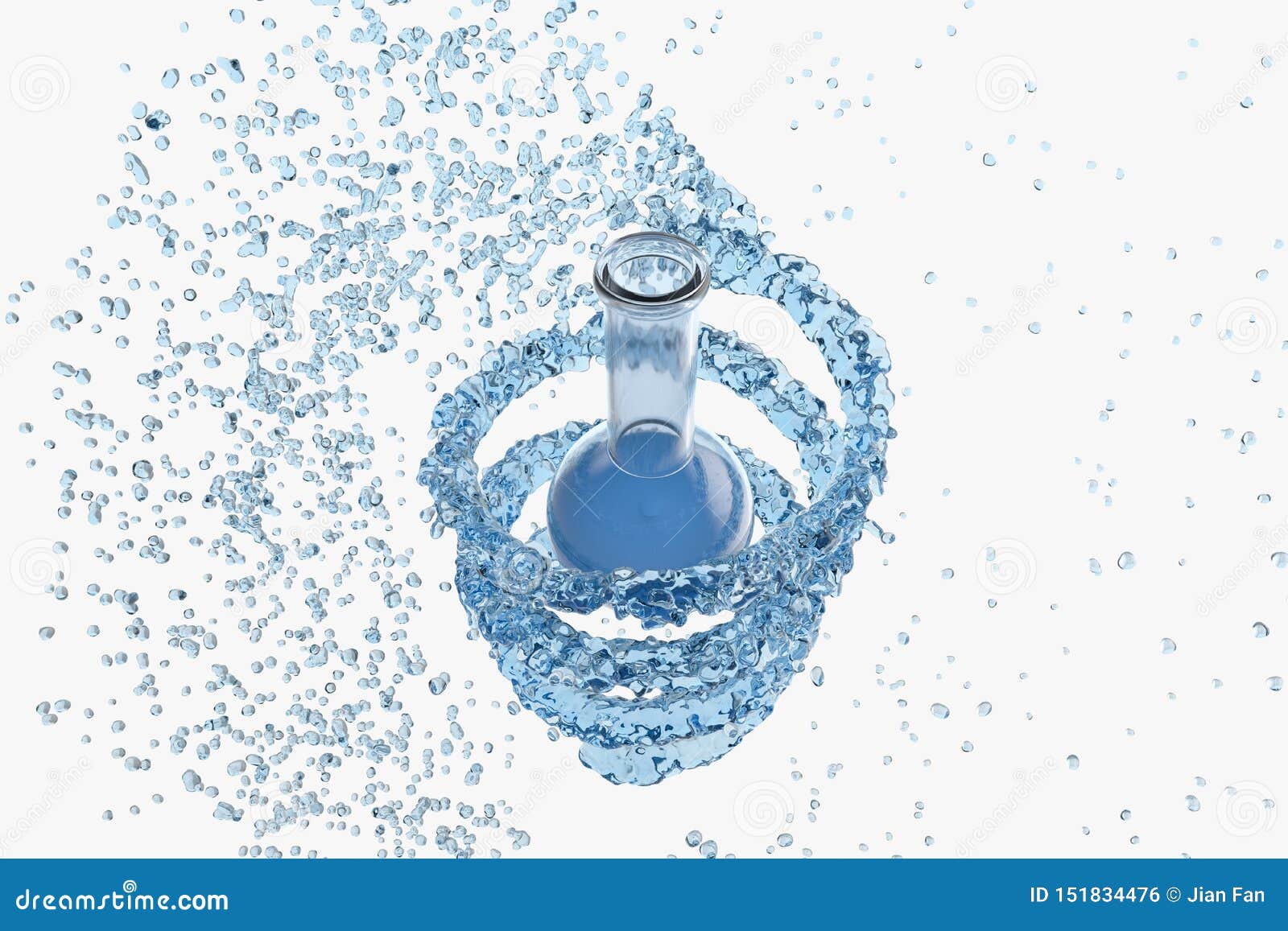 Chemical Equipment Bottle and Splashing Liquid, 3d Rendering Stock ...