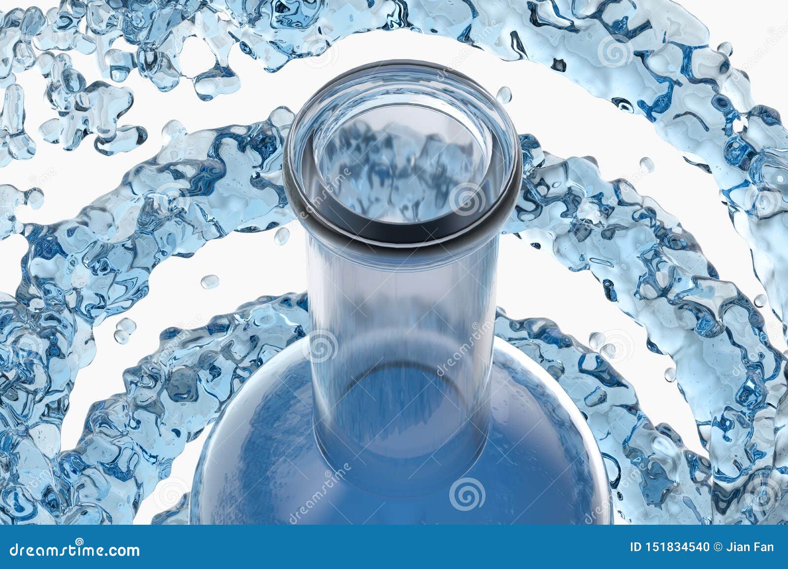 Chemical Equipment Bottle and Splashing Liquid, 3d Rendering Stock ...