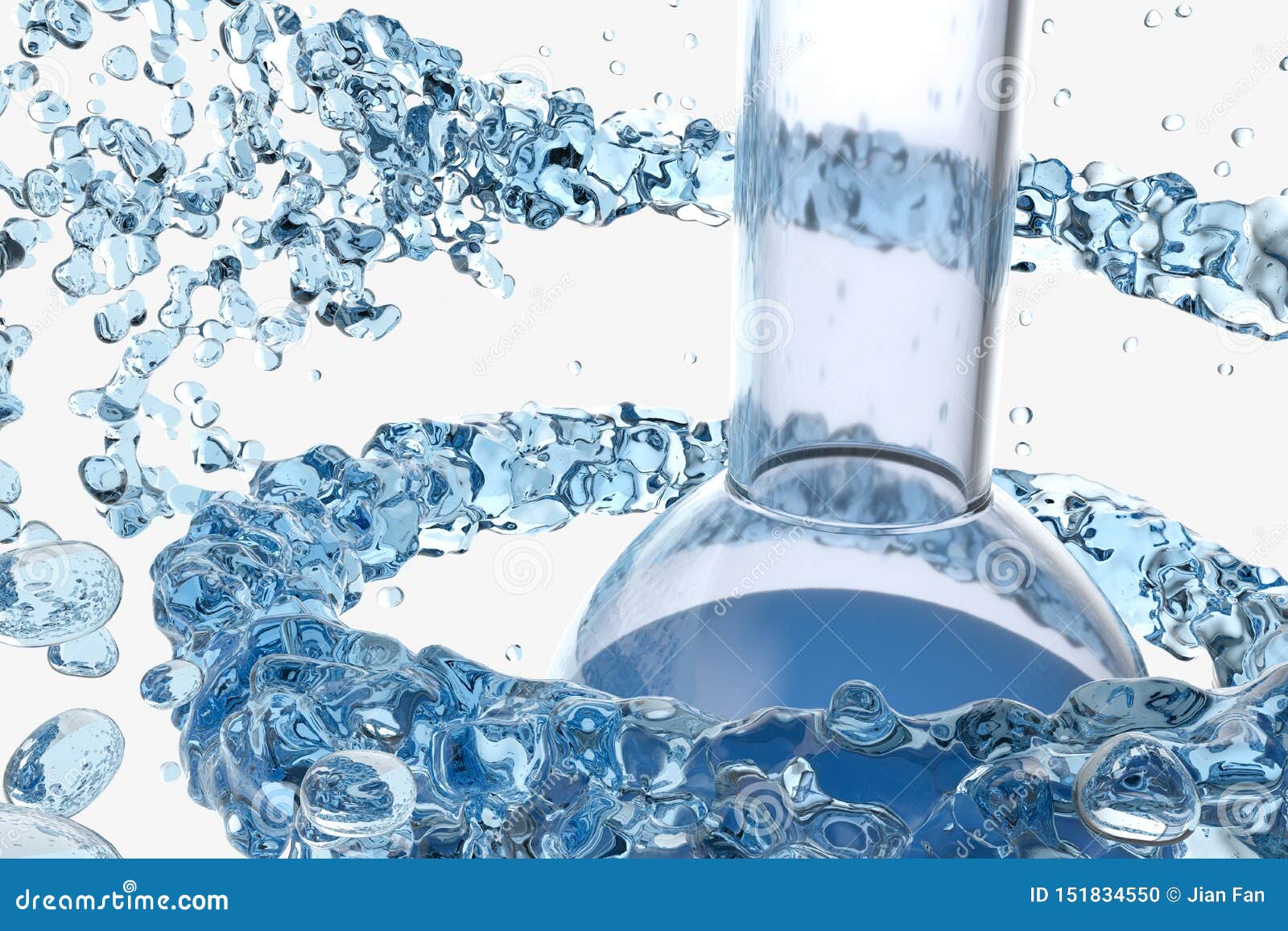 Chemical Equipment Bottle and Splashing Liquid, 3d Rendering Stock ...