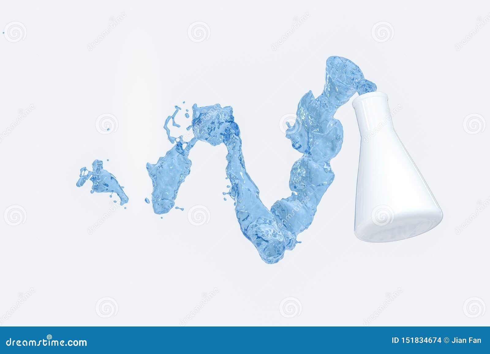Chemical Equipment Bottle and Splashing Liquid, 3d Rendering Stock ...