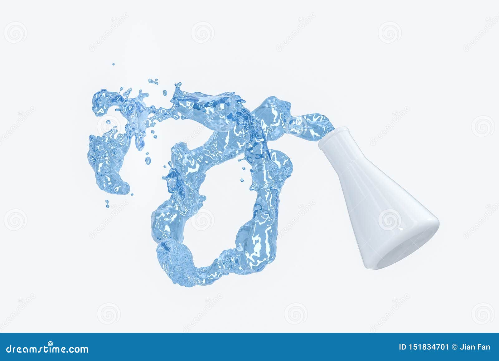 Chemical Equipment Bottle and Splashing Liquid, 3d Rendering Stock ...