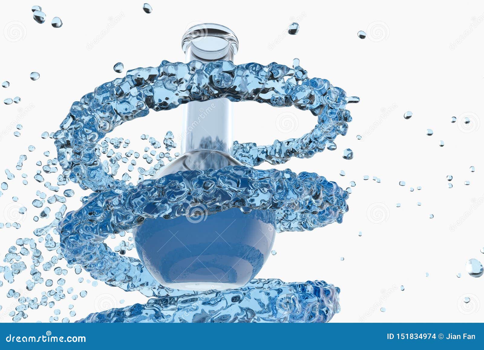 Chemical Equipment Bottle and Splashing Liquid, 3d Rendering Stock ...