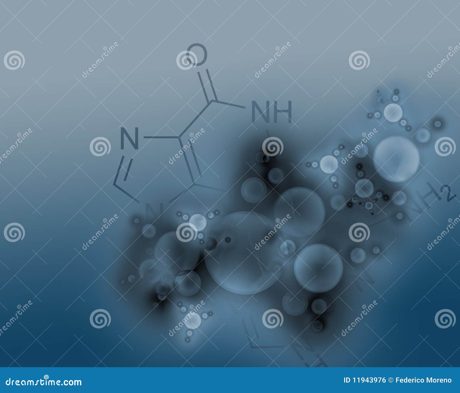 Chemical Abstract Background with Molecular Formulas and Circles Stock ...