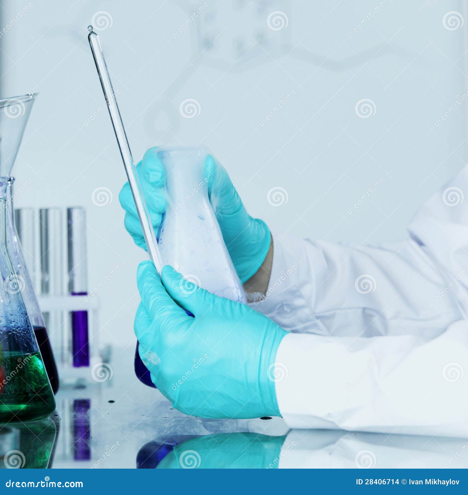 Chemical experiment stock photo. Image of blue, hand - 28406714