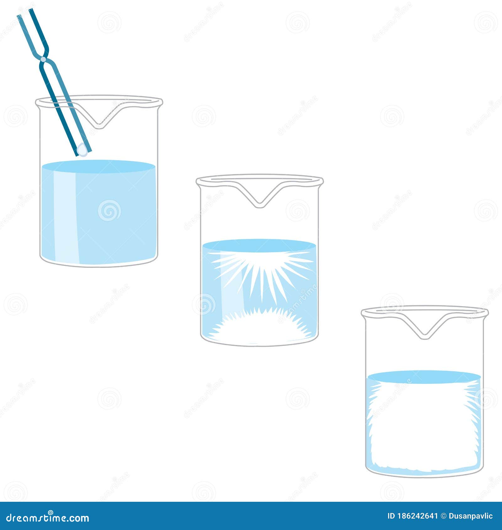 Chemical Experiment Dissolving In A Vessel With Water Cartoon Vector ...