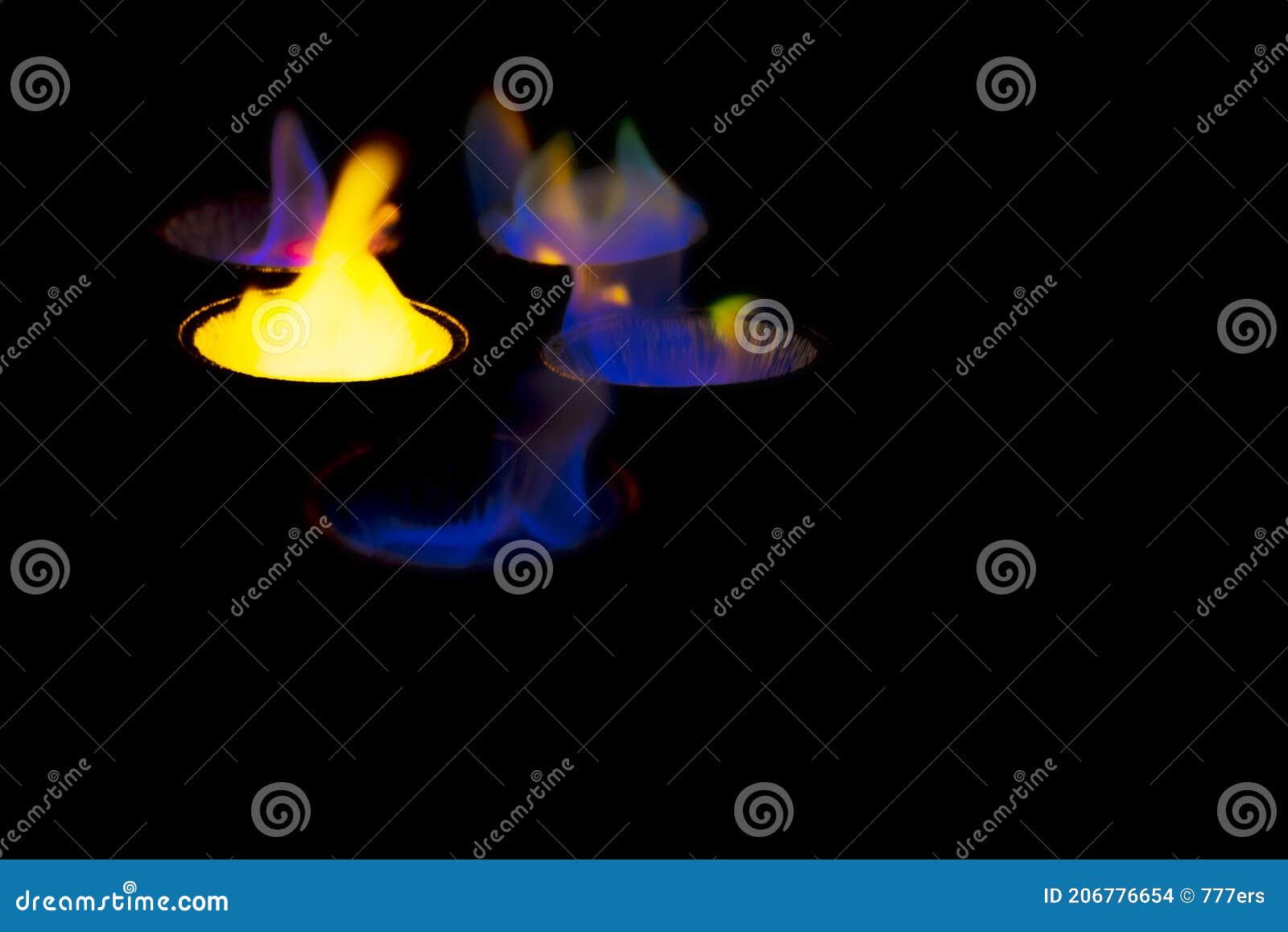 Chemical Experiment with Fire. Multi-colored Flames in the Dark Stock ...