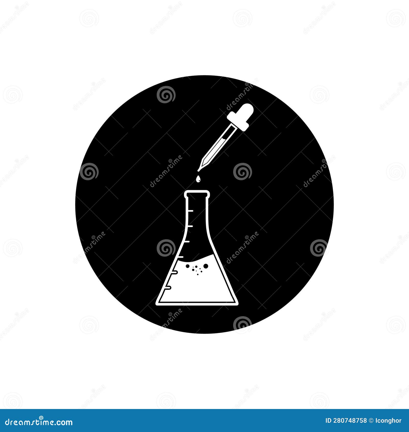 Chemical Experiment Icon with Flask and Pipped. Stock Vector ...