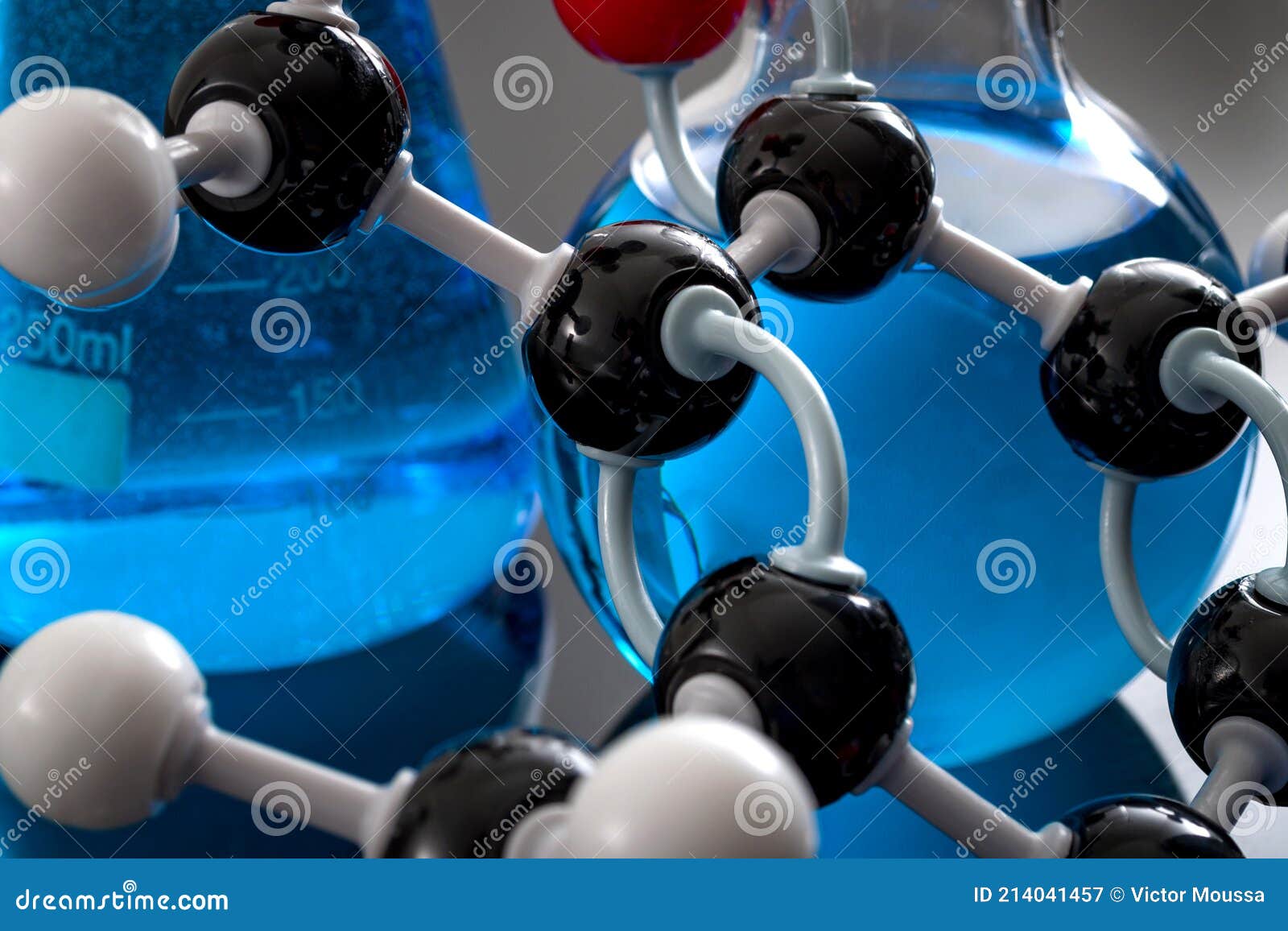 Chemical Experiment and Molecular Science Concept with a Closeup on a ...