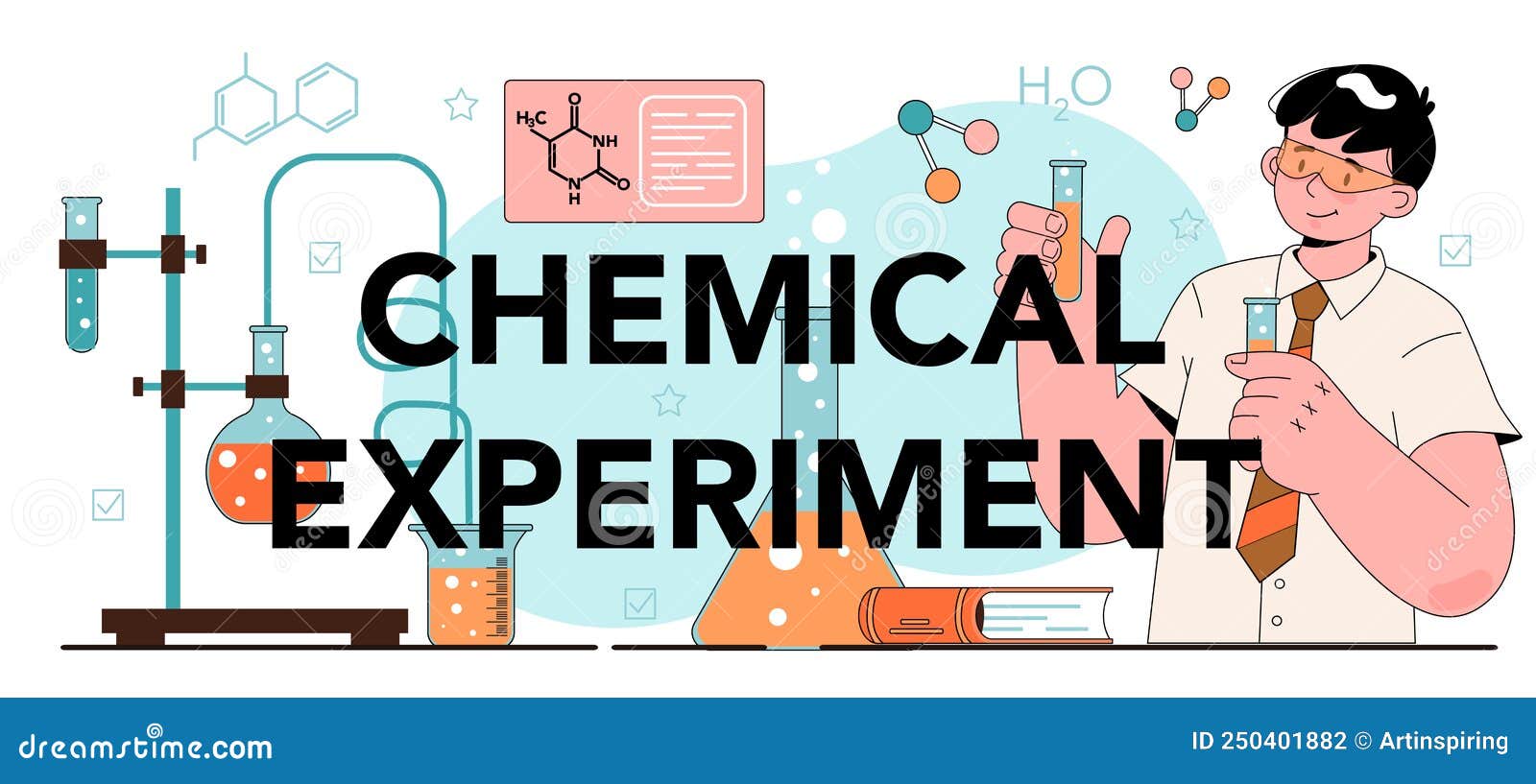 Chemical Experiment Typographic Header. Student Learning Chemical ...