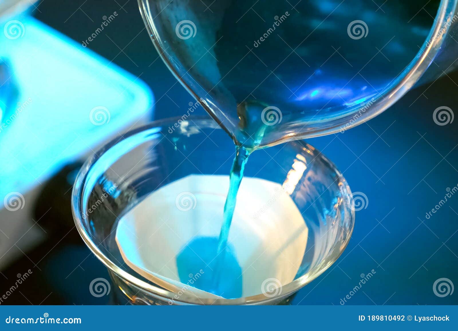 Chemical Experiments. Pouring Chemical Agents into Flask Stock Photo ...
