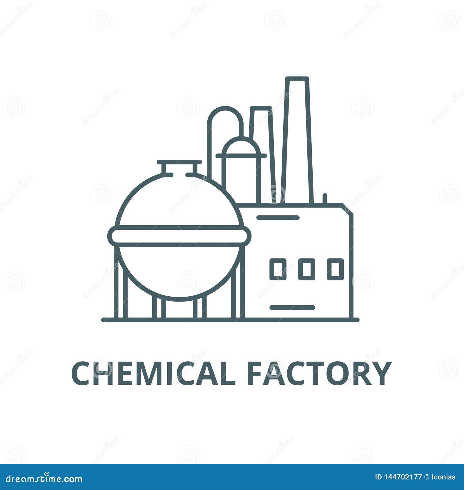 Chemical Factory Line Icon, Vector. Chemical Factory Outline Sign ... Chemical Factory Line Icon, Vector. Chemical Factory Outline Sign ...