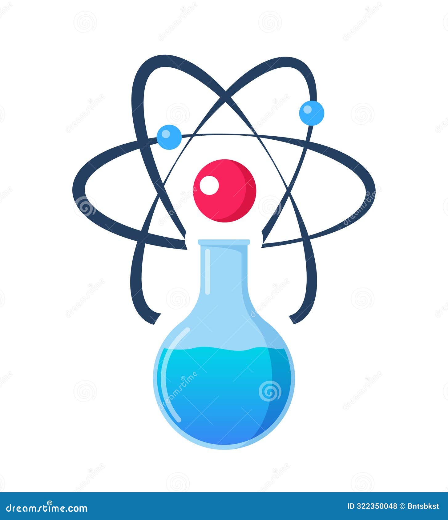Chemical Flask and Atom Icon. Laboratory Experiment Symbol, Logo ...