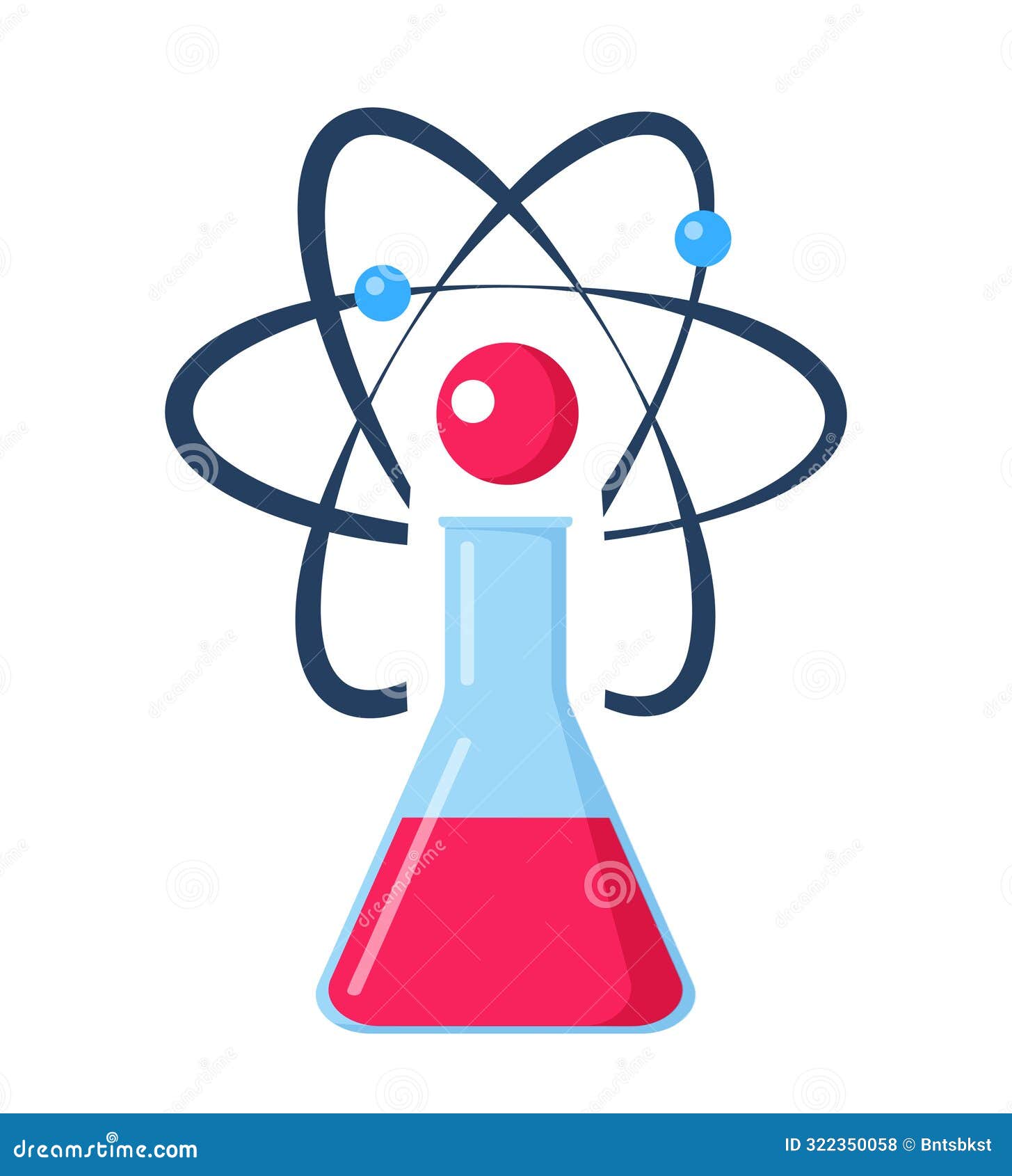 Chemical Flask and Atom Icon. Laboratory Experiment Symbol, Logo ...
