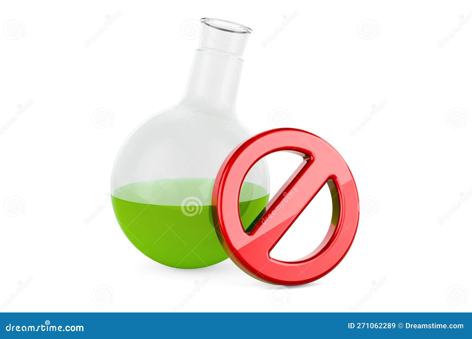 Chemical Flask with Forbidden Symbol, 3D Rendering Stock Illustration ...