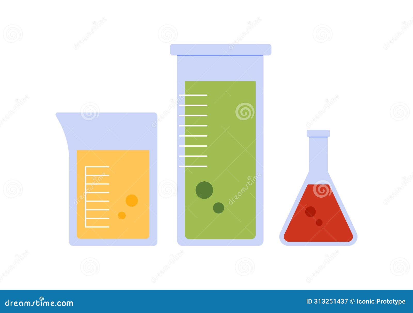 Chemical Flasks With Reagents. Laboratory Glassware Whith Color Liquid ...