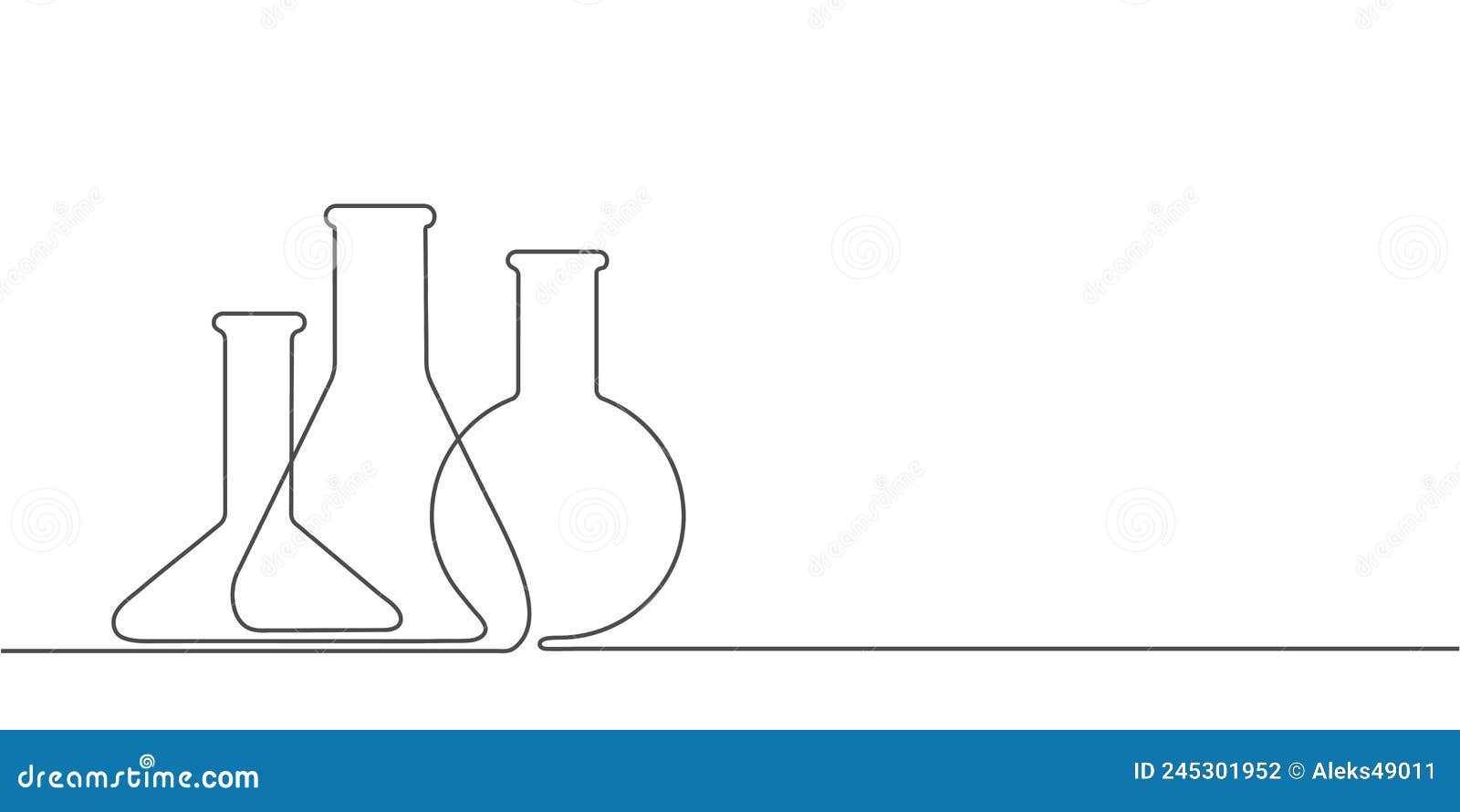 Chemical Flasks.Equipment for Chemic Lab.One Line Drawing.Vector ...