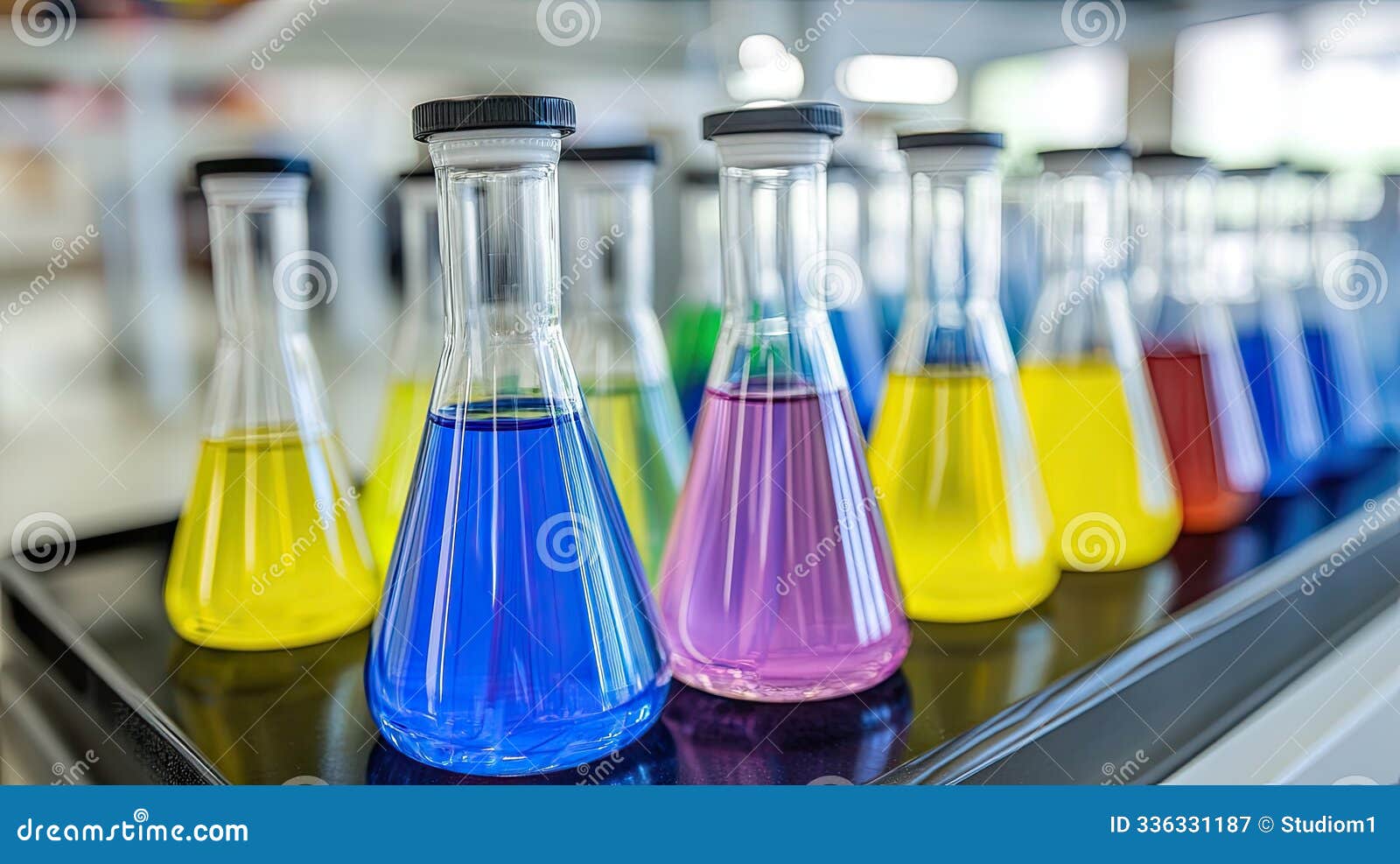 Chemical Flasks With Reagents. Laboratory Glassware Whith Color Liquid ... Chemical Flasks With Reagents. Laboratory Glassware Whith Color Liquid ...