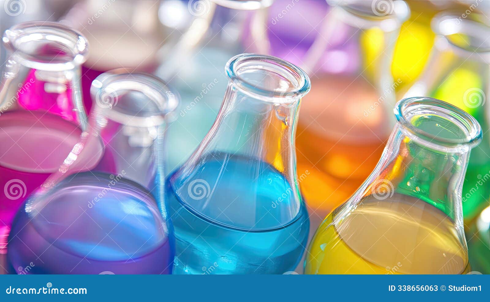 Chemical Flasks With Reagents. Laboratory Glassware Whith Color Liquid ... Chemical Flasks With Reagents. Laboratory Glassware Whith Color Liquid ...