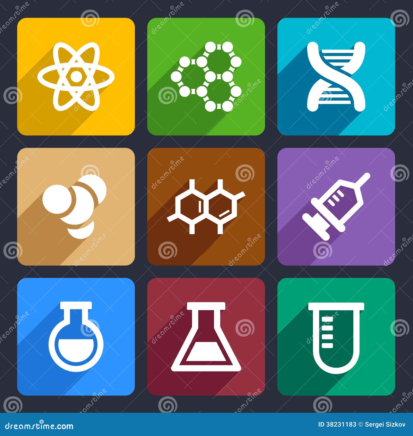 Chemical Flat Icons Set 50 stock vector. Illustration of chemistry ...