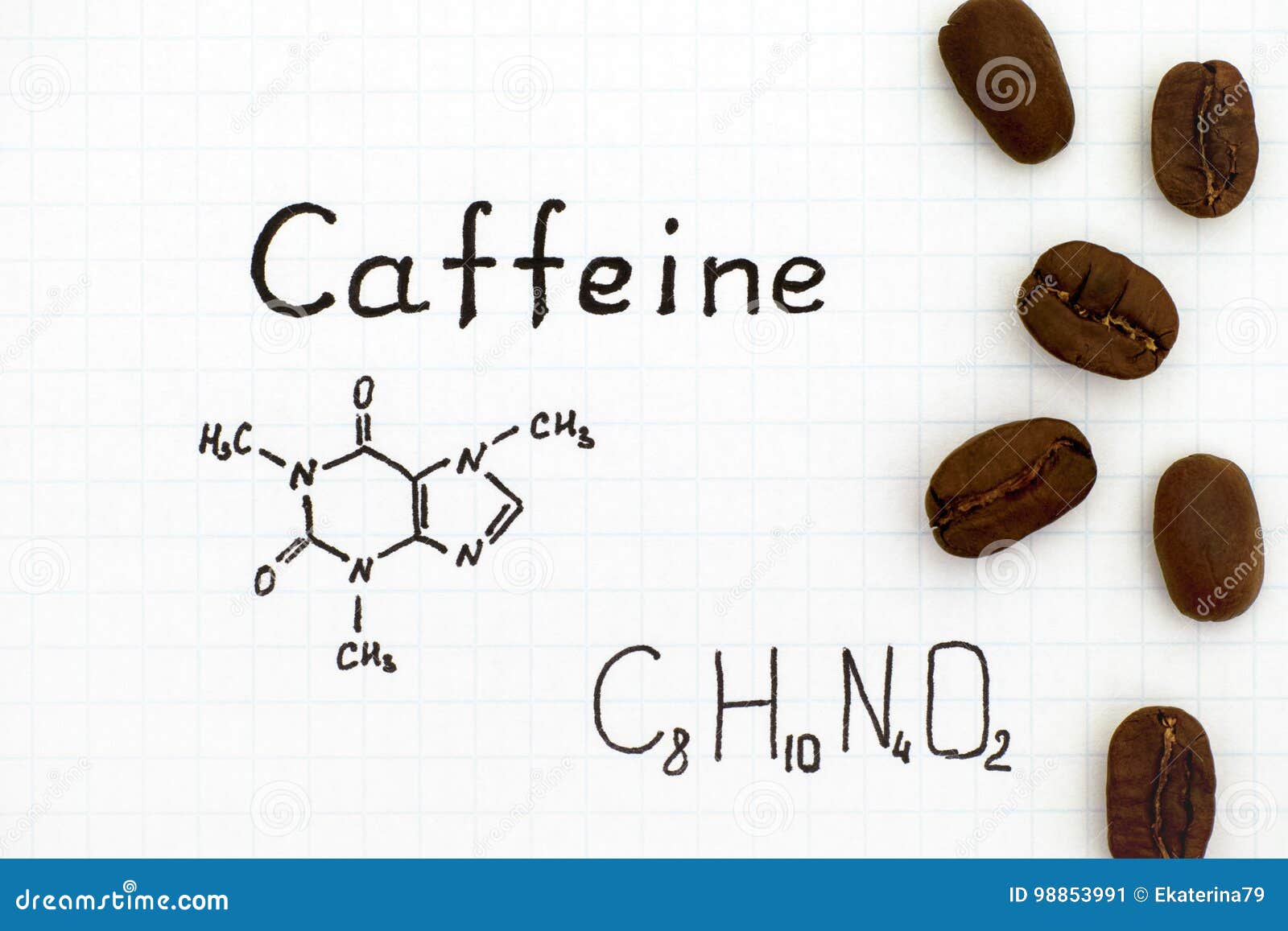 Chemical Formula of Caffeine with Coffee Beans Stock Image - Image of ...