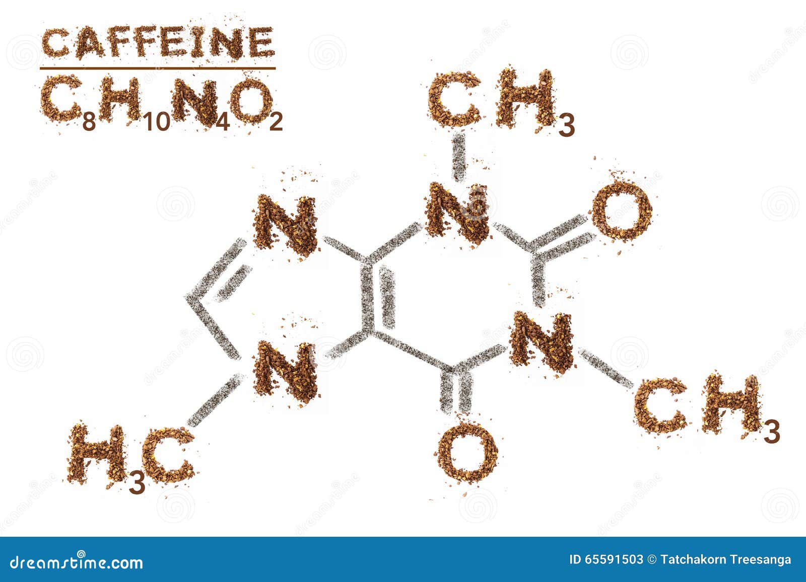 Chemical Formula of Caffeine. Mixed Media Artwork by Coffee Grain ...