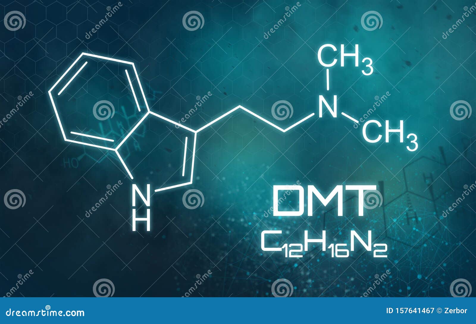 Chemical Formula of DMT on a Futuristic Background Stock Illustration ...